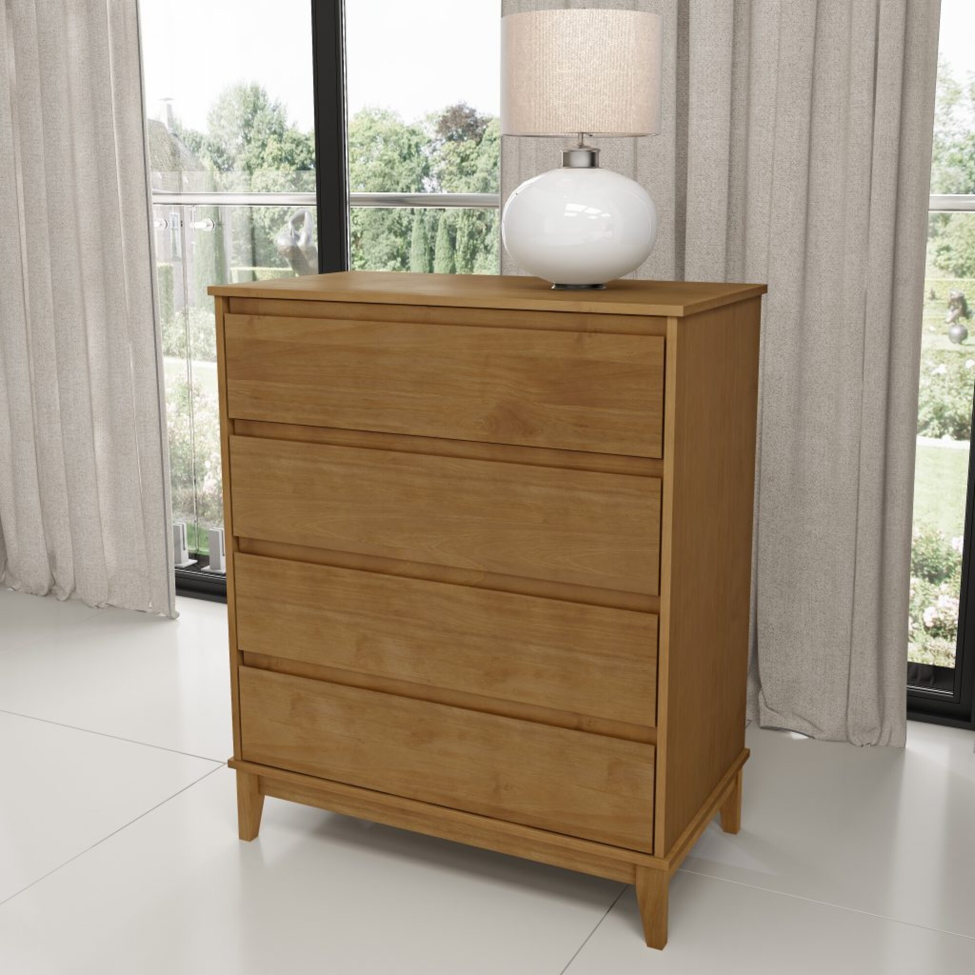 Comoda, Cajonera PRATA 4 Cajones color FREIJO OFF WHITE — Casa Demaria