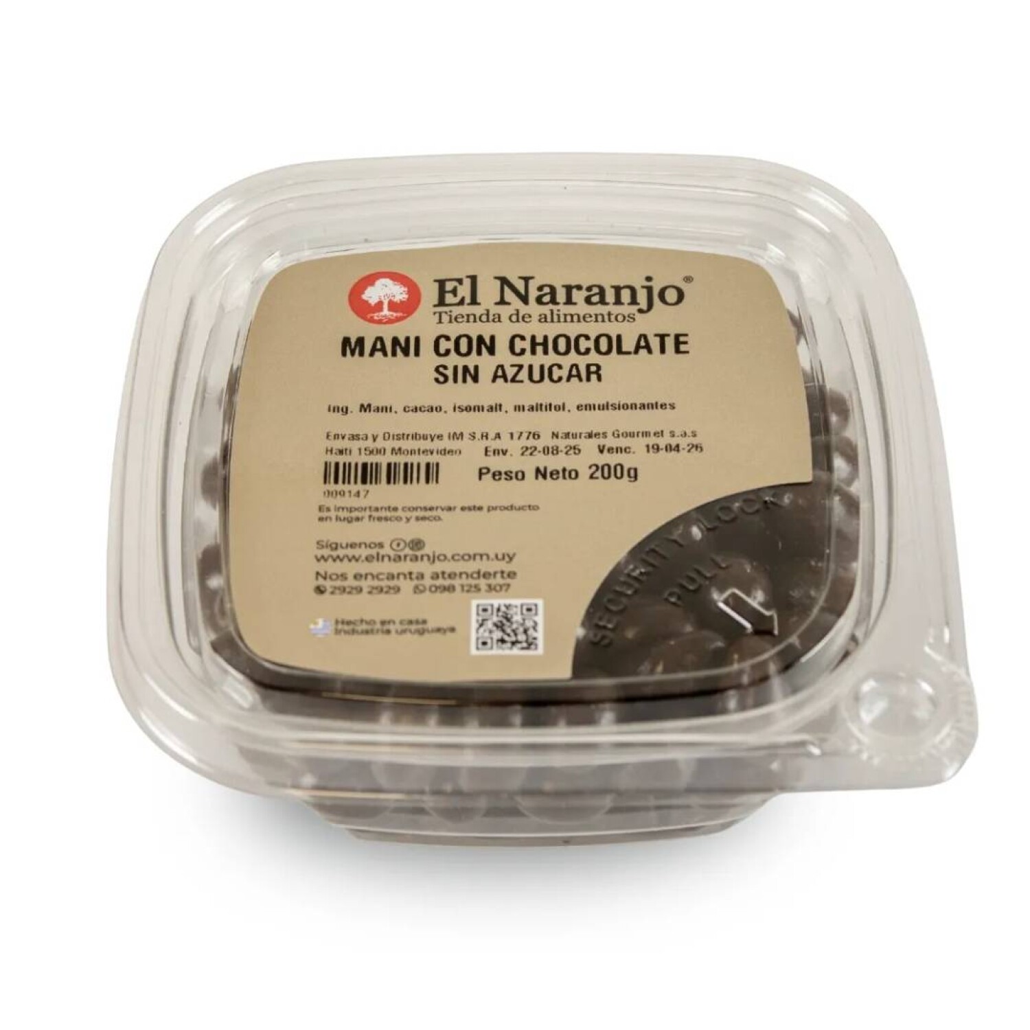 Mani Con Chocolate El Naranjo 200 Grs - Sin Azúcar — Tienda Soy Santander