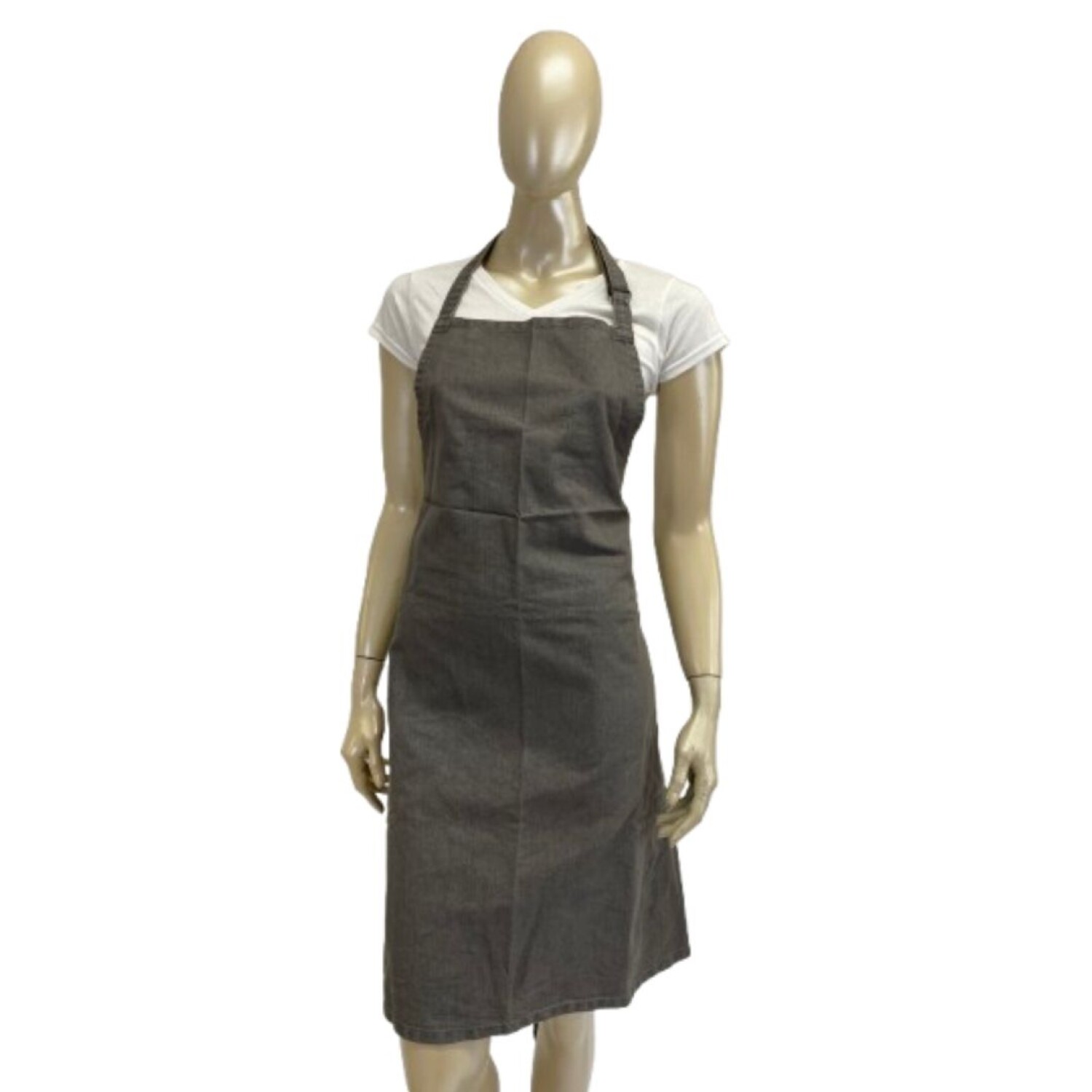 Delantal básico con peto y ajustes - Gris jean — TextilShop