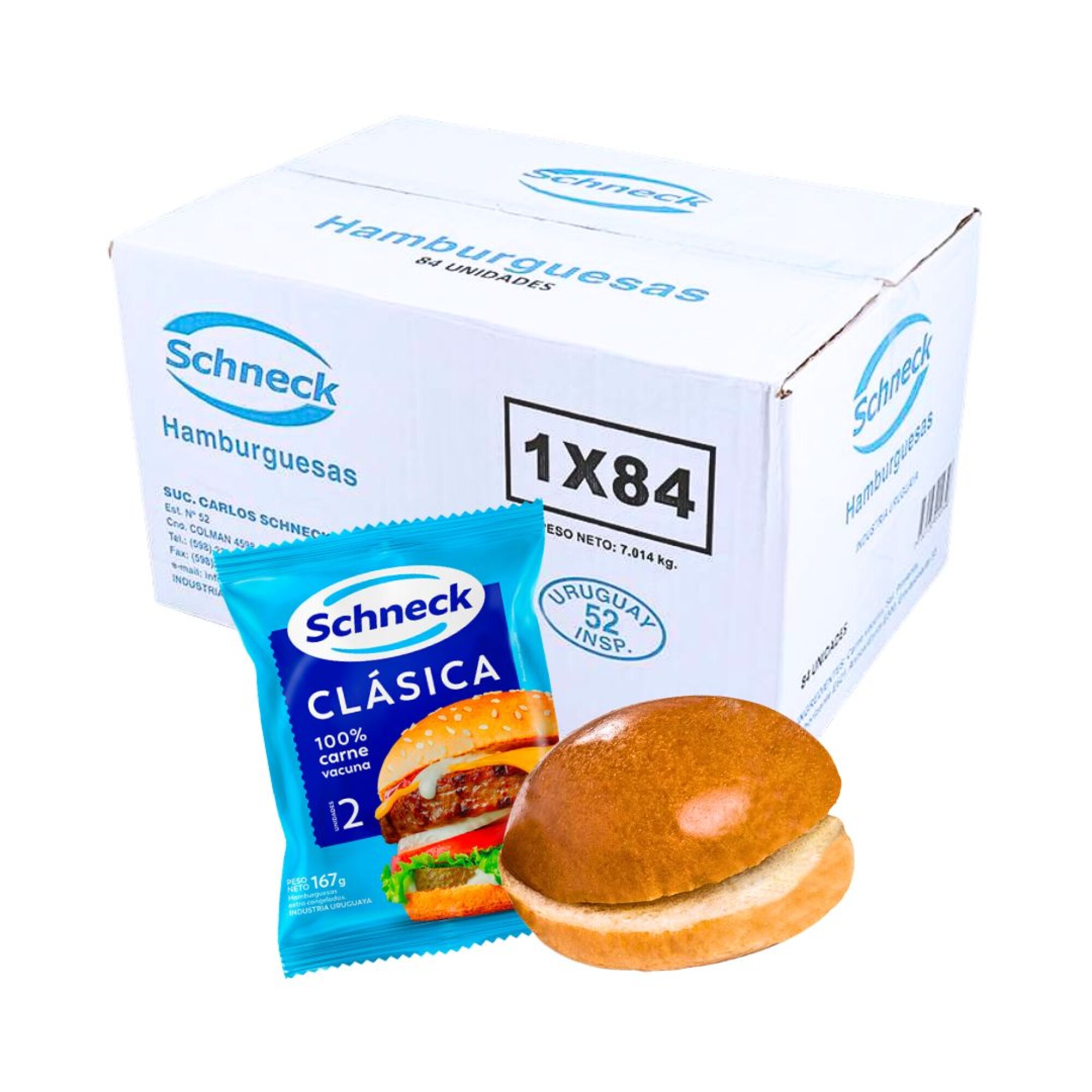 Pack Combo Hamburguesas Schneck + Panes - 84 + 84 ud. — CONGELADOS.COM.UY