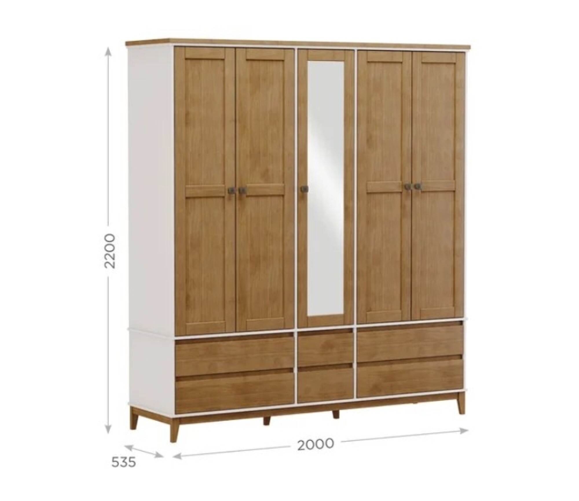 Ropero Prata 5 Puertas 6 Cajones 2814 Freijo/blan Mdf — Albanes
