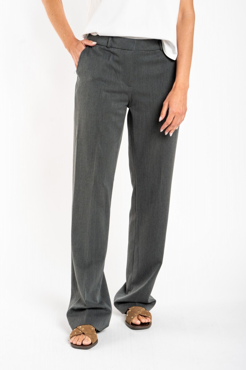 Pantalón Recto Línea Ejecutiva - Gris Melange — Lemon