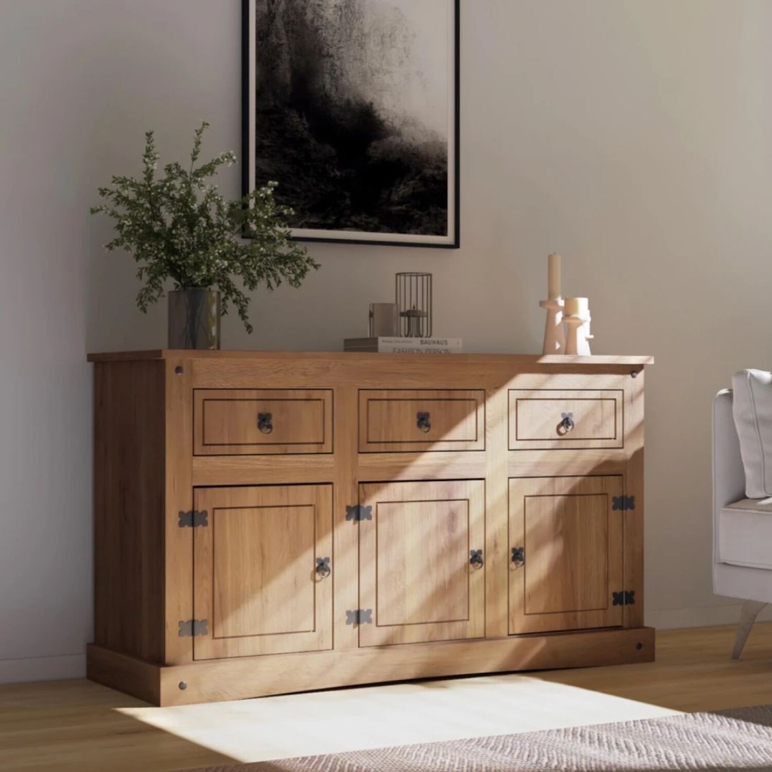 Aparador Bargueño Linea Mexicana Madera Maciza -nogal Robles — Fripay