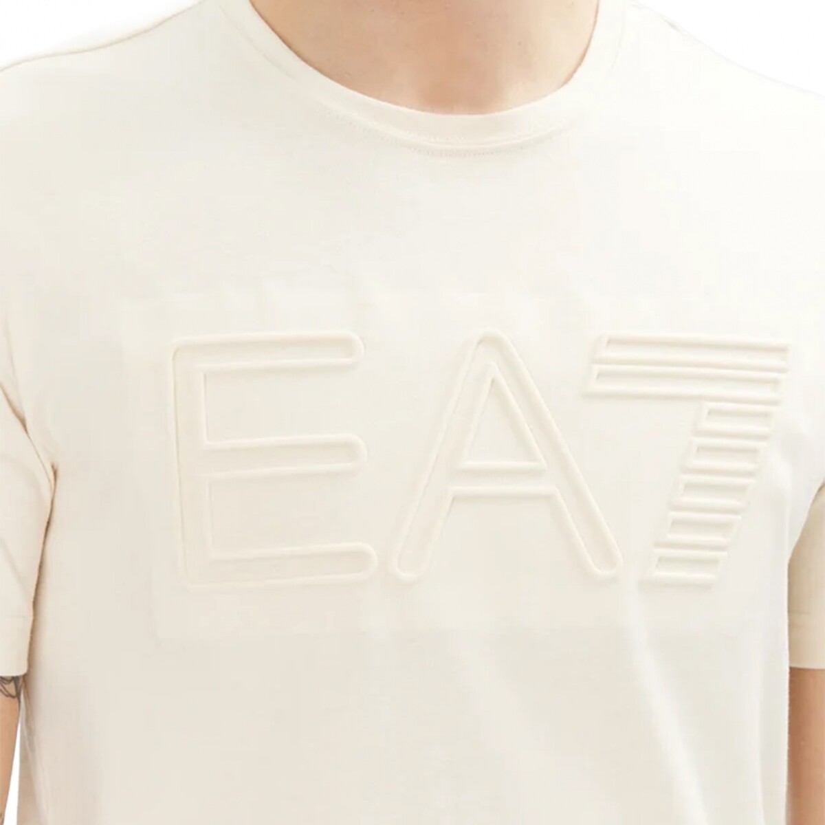 ARMANI LOGO SERIES SHORT-SLEEVED ORGANIC COTTON - Cream — Zooko