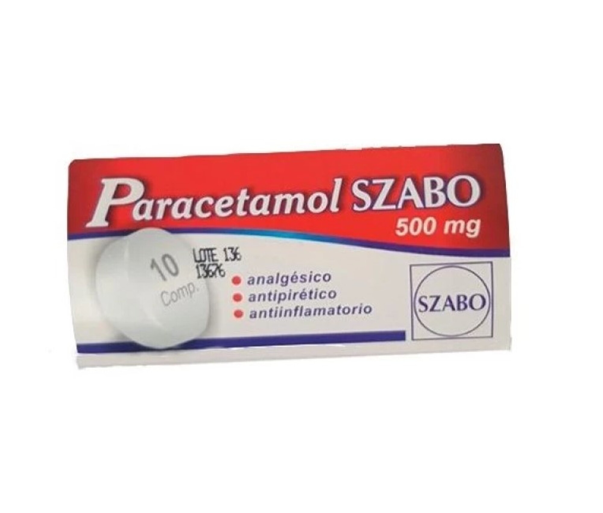 Paracetamol Szabo 500mg 10 Comprimidos — San Roque
