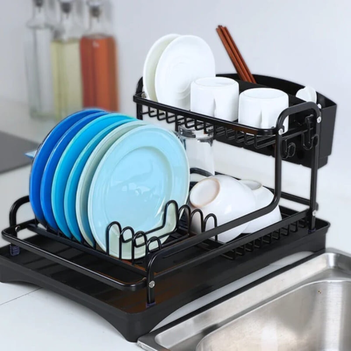 Escurridor seca platos 2 niveles aluminio — Buho Store