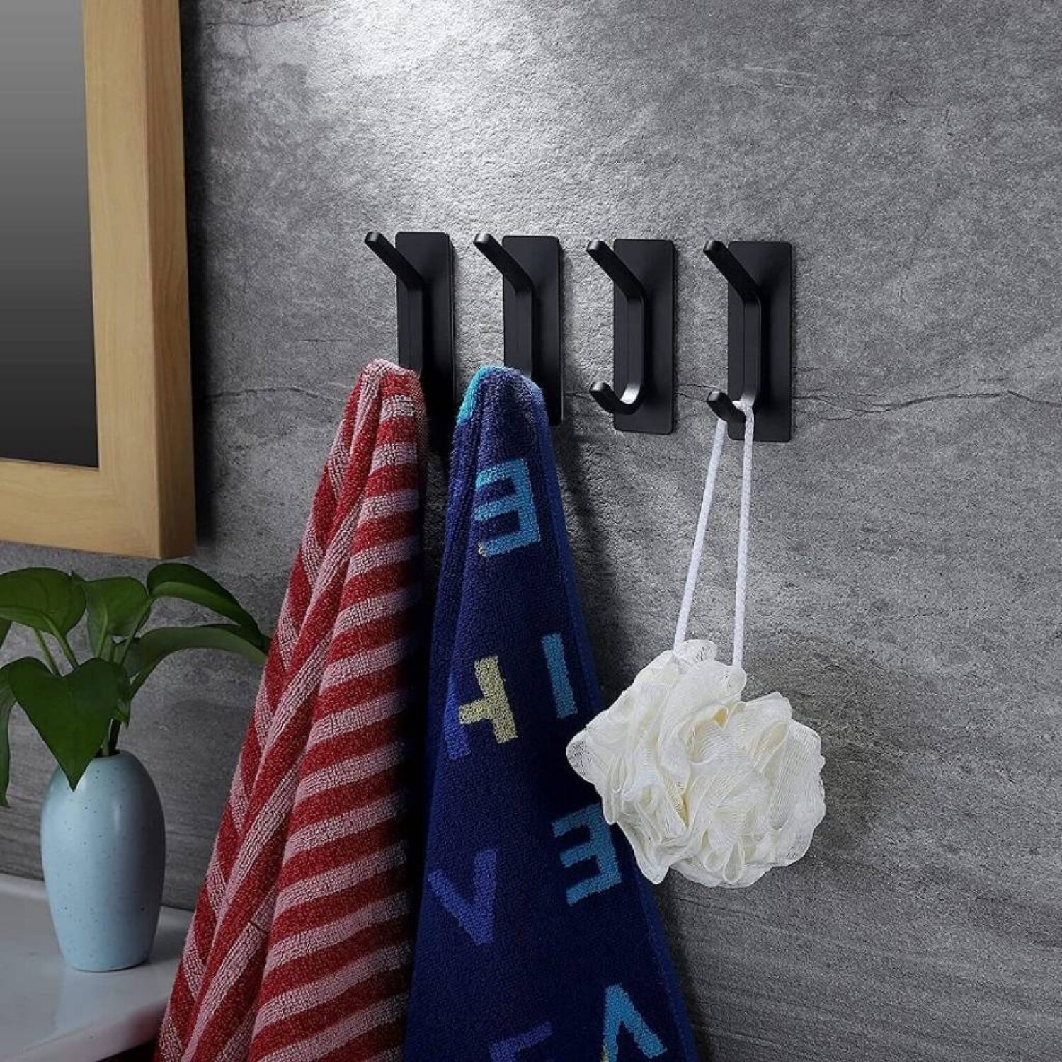 Gancho autoadhesivo doble acero inoxidable para pared - negro — Buho Store