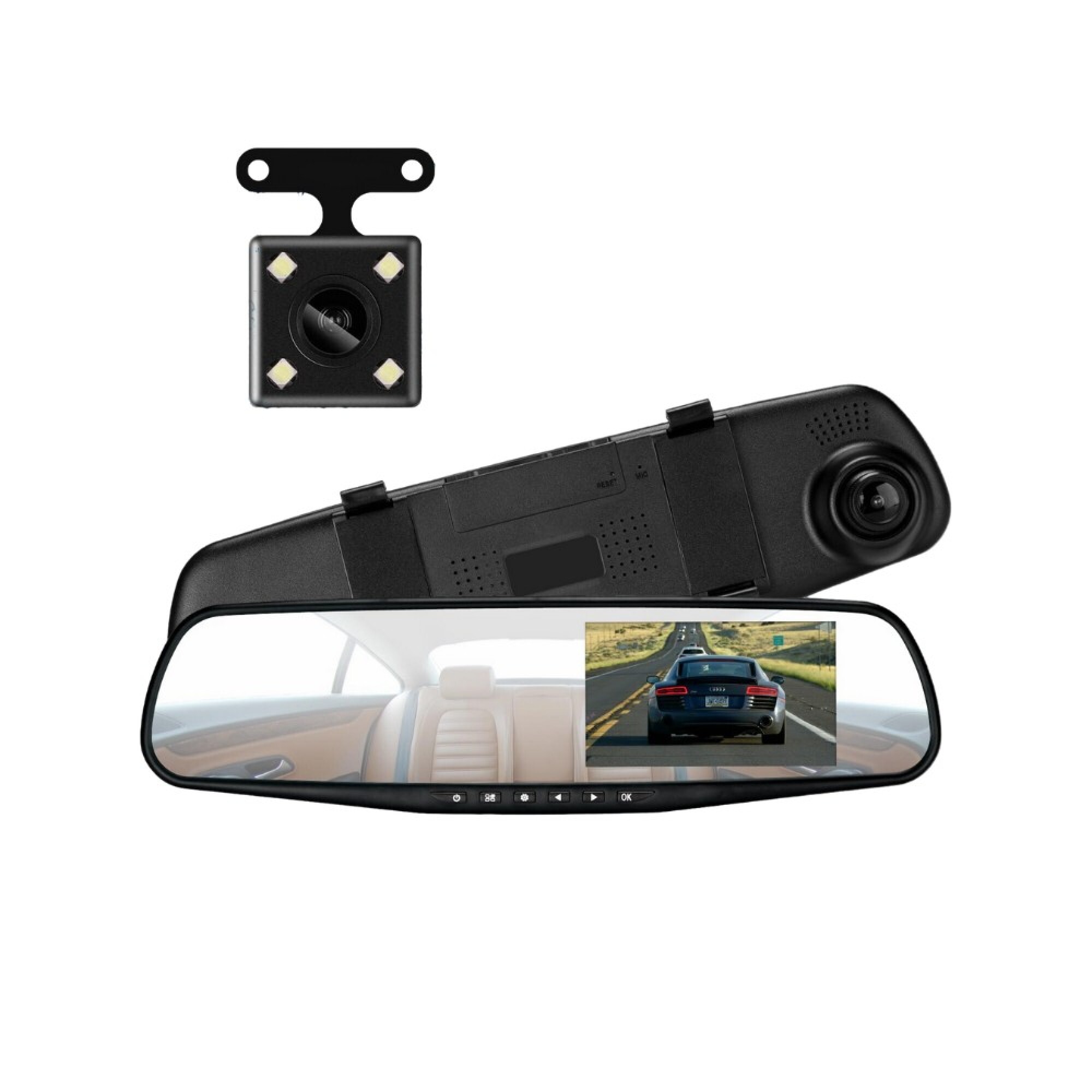 Espejo retrovisor con cámara delantera y trasera 1080P 140 grados ...