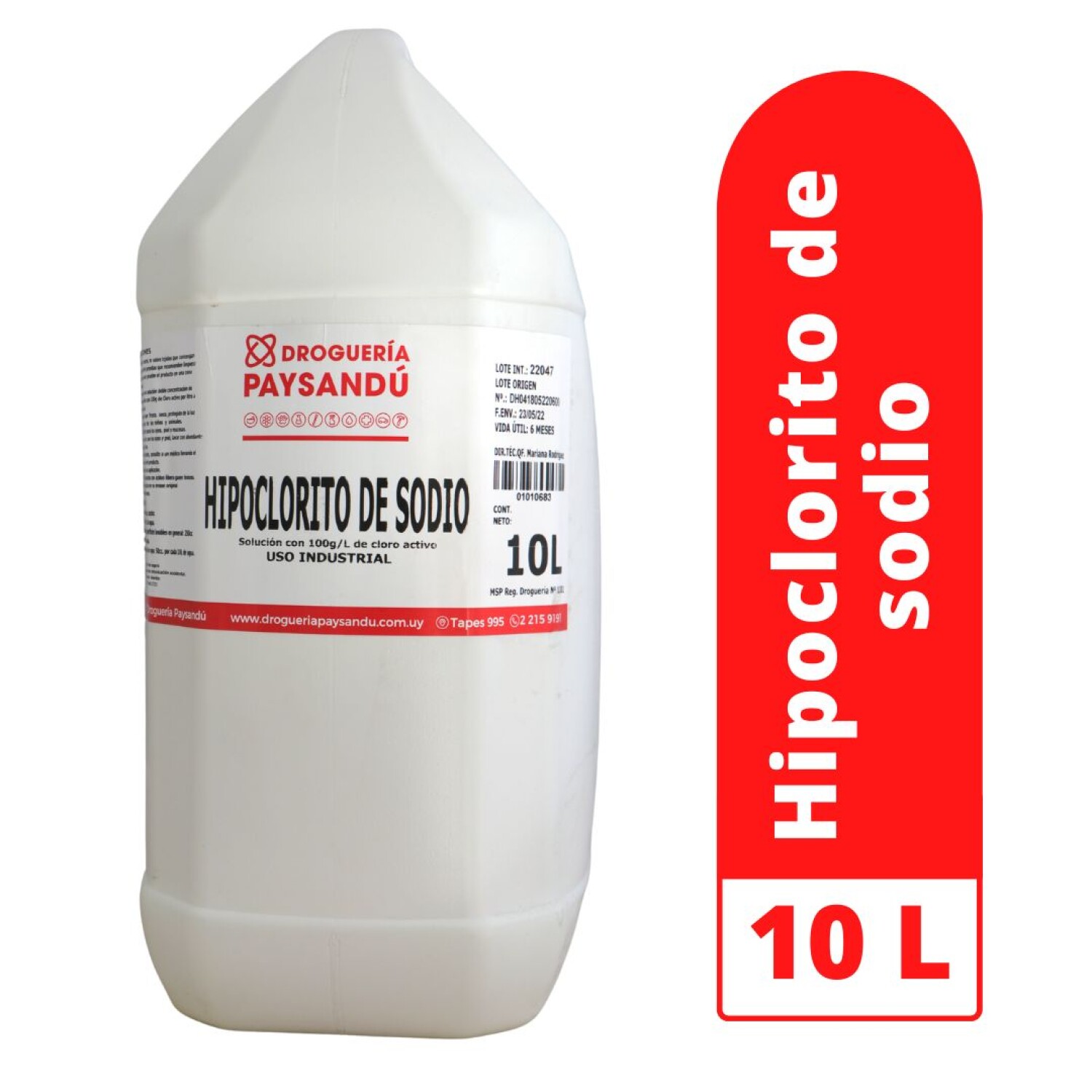 Hipoclorito de Sodio - 10 L — Droguería Paysandú