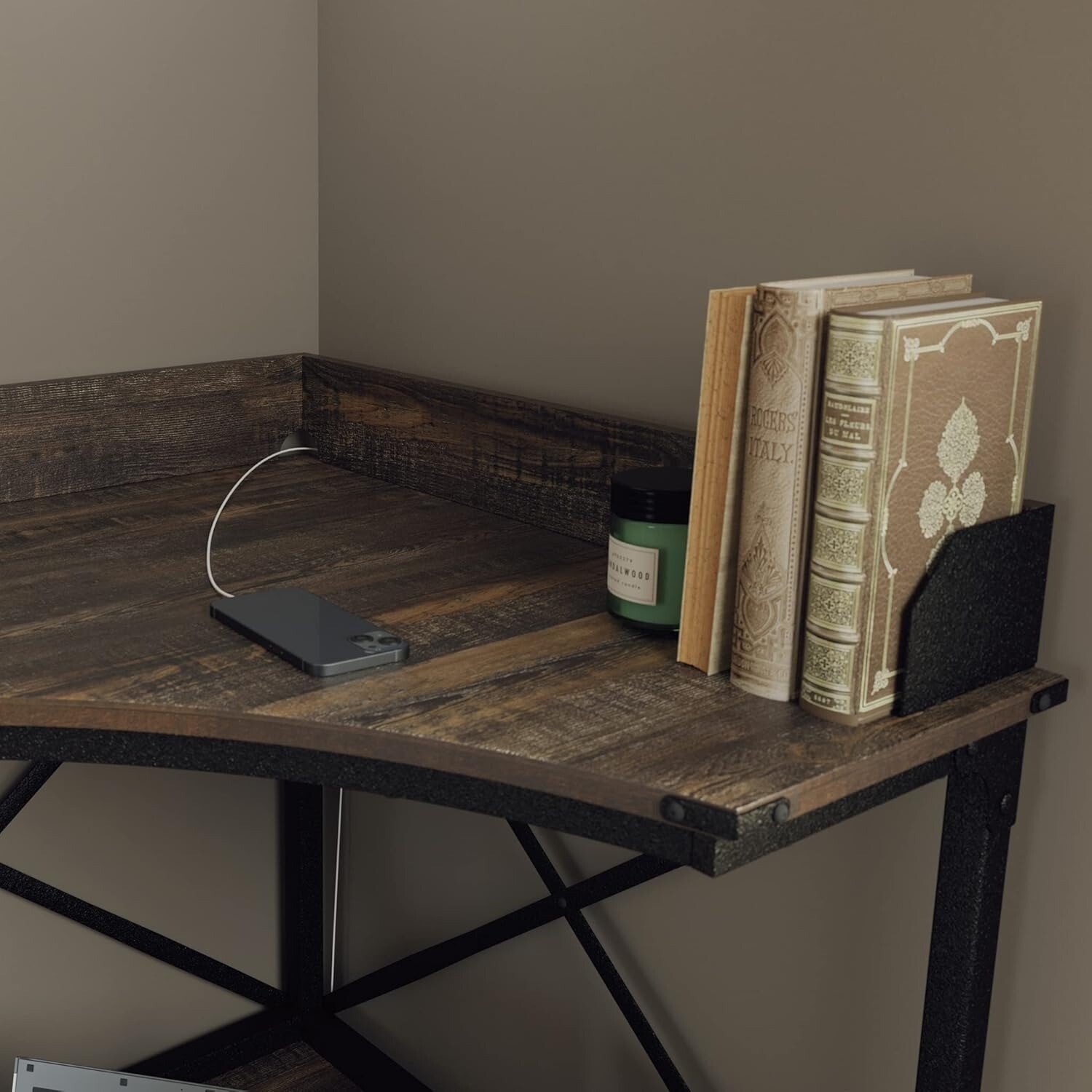 Escritorio Esquinero - Sauder - Linea Steel River — Rustico Hogar