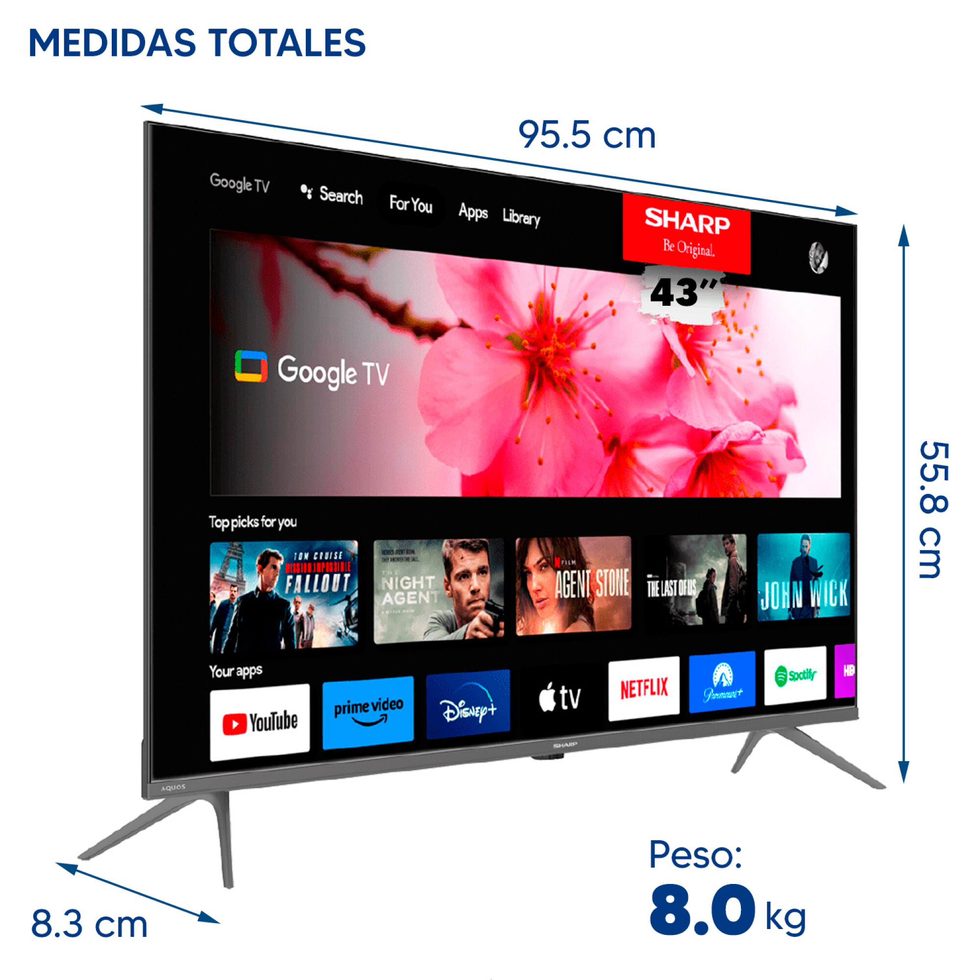 Smart Tv Led Full Hd 43" Sharp Aquos Google Tv 2tc43fl6l - TV 43 SHARP ...