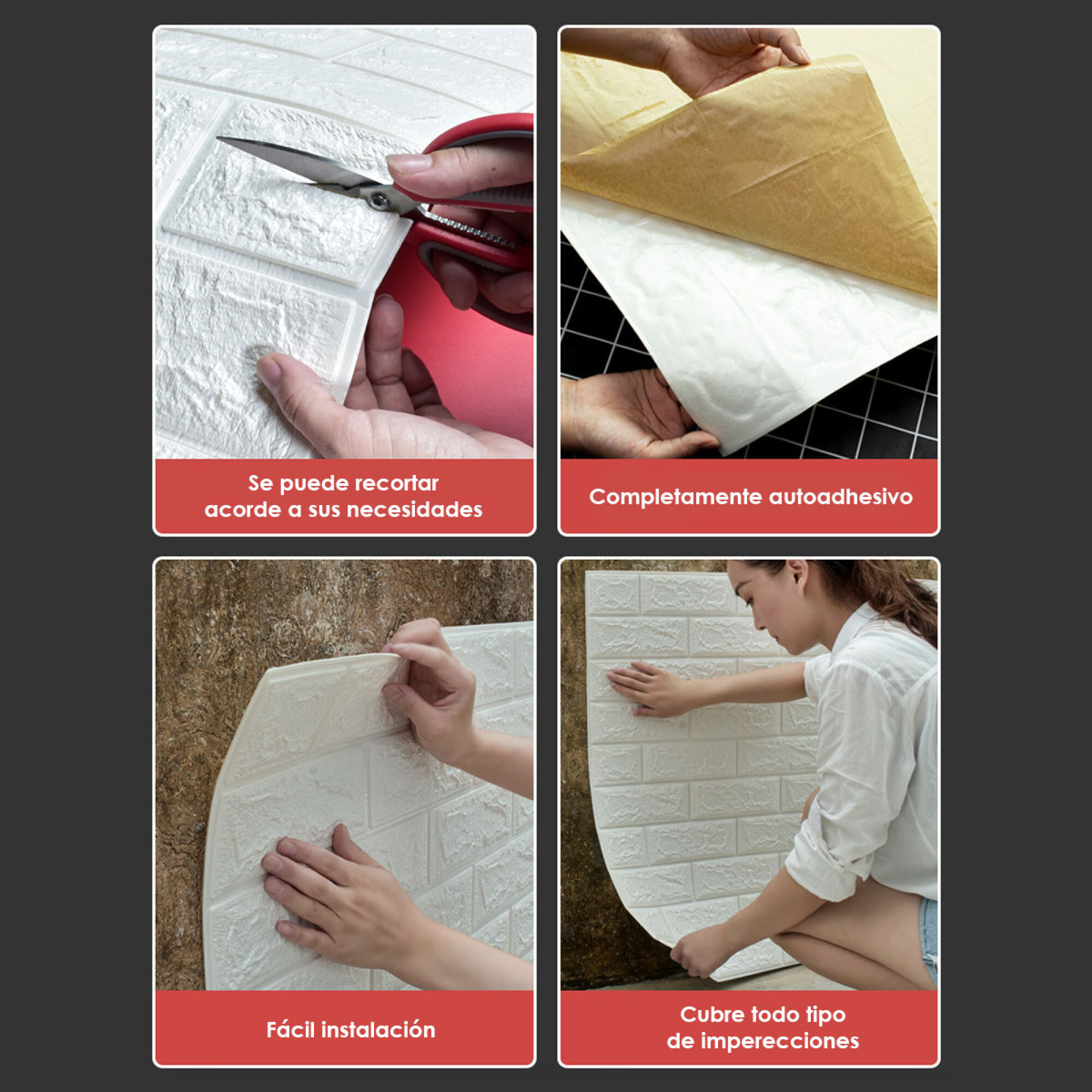 Set 12 Revestimiento 70x77 3D Ladrillo Adhesivo Pared - Violeta — El ...