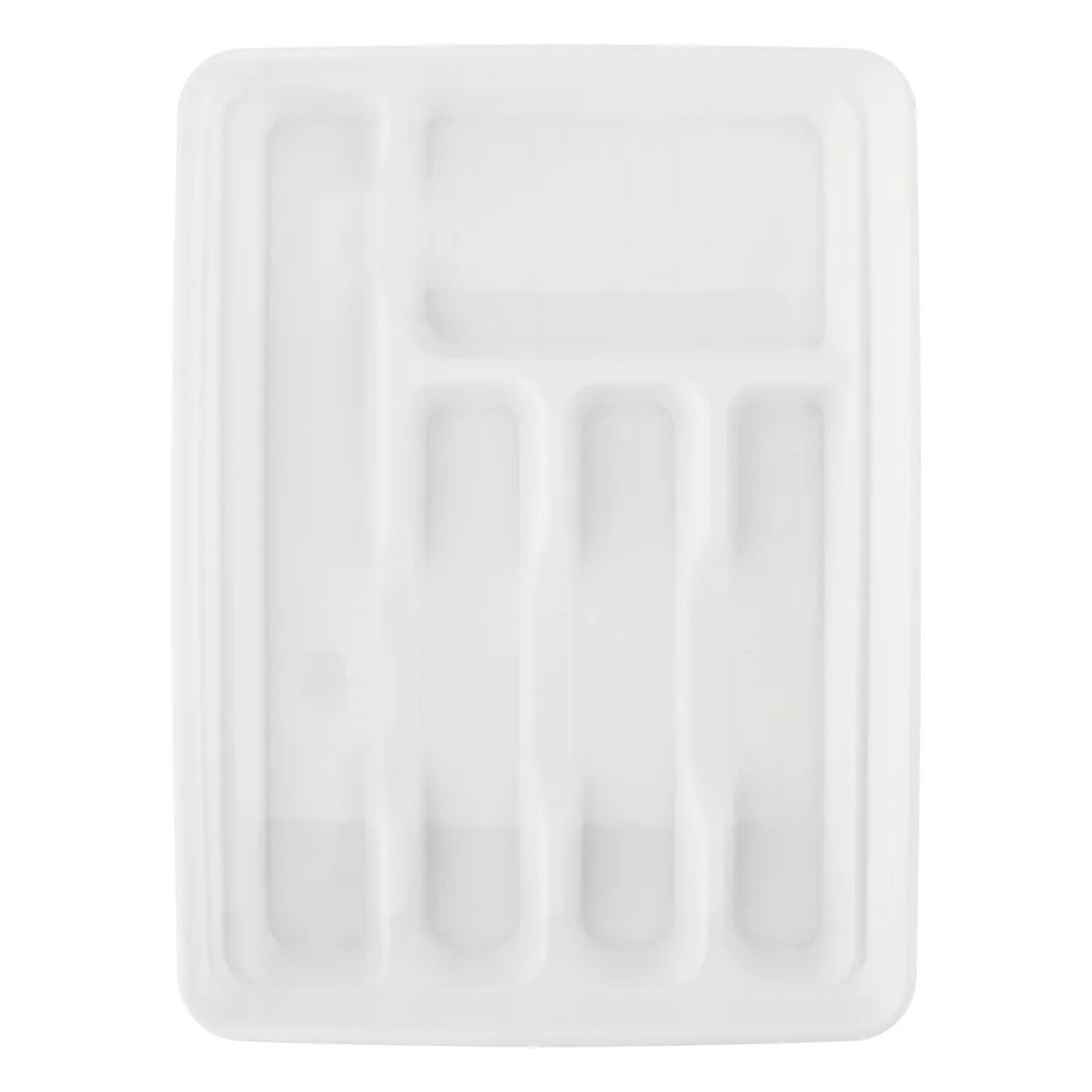 Porta Cubiertos Cubiertero Plástico con Tapa y 5 Divisiones - Blanco — HTS