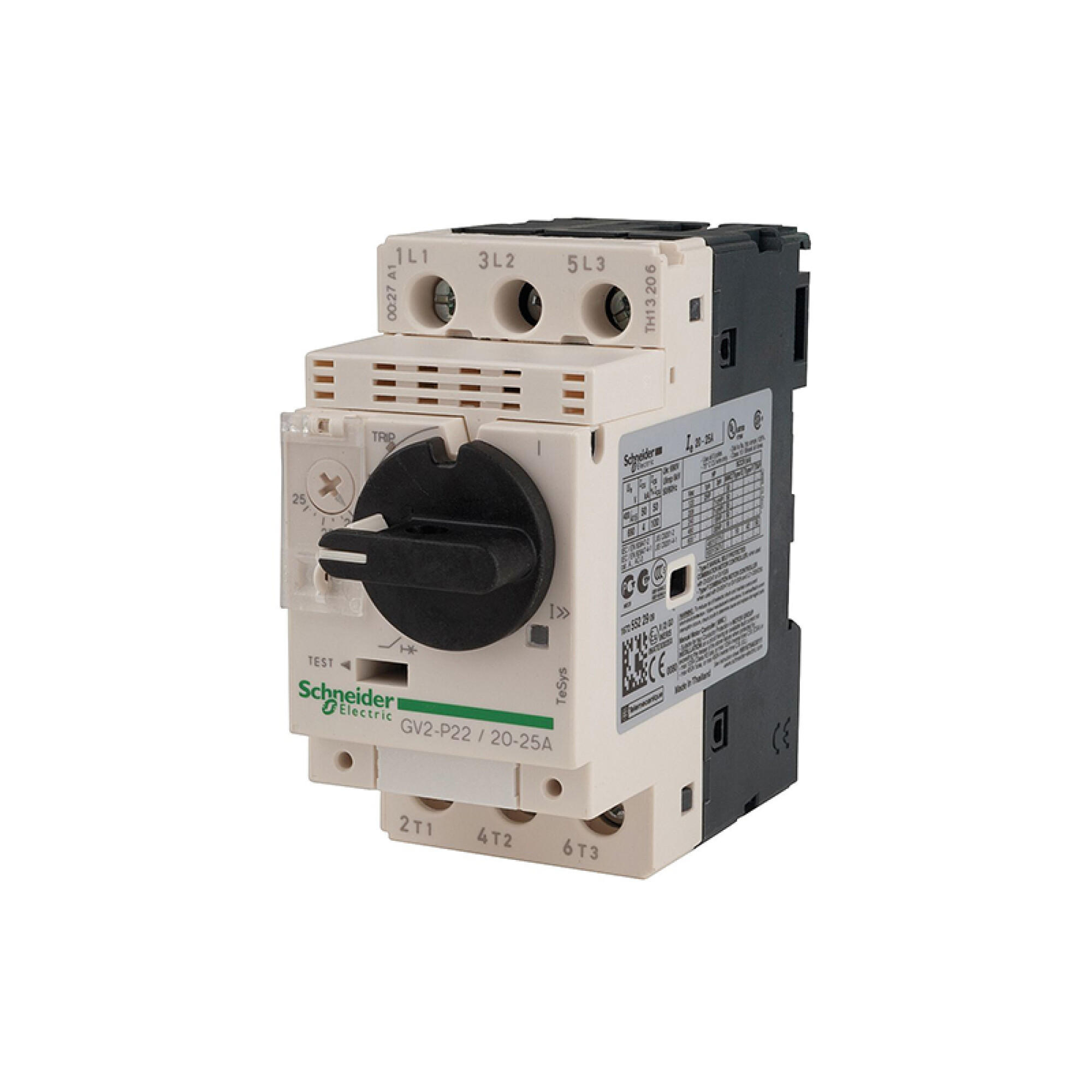 Guardamotor 3P DIN 0,63-1A mando rotativo GV2P - TL2605 — Fivisa