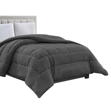 Cubre Cama Colcha Térmica Reversible Símil Corderito 260x260 - Gris ...