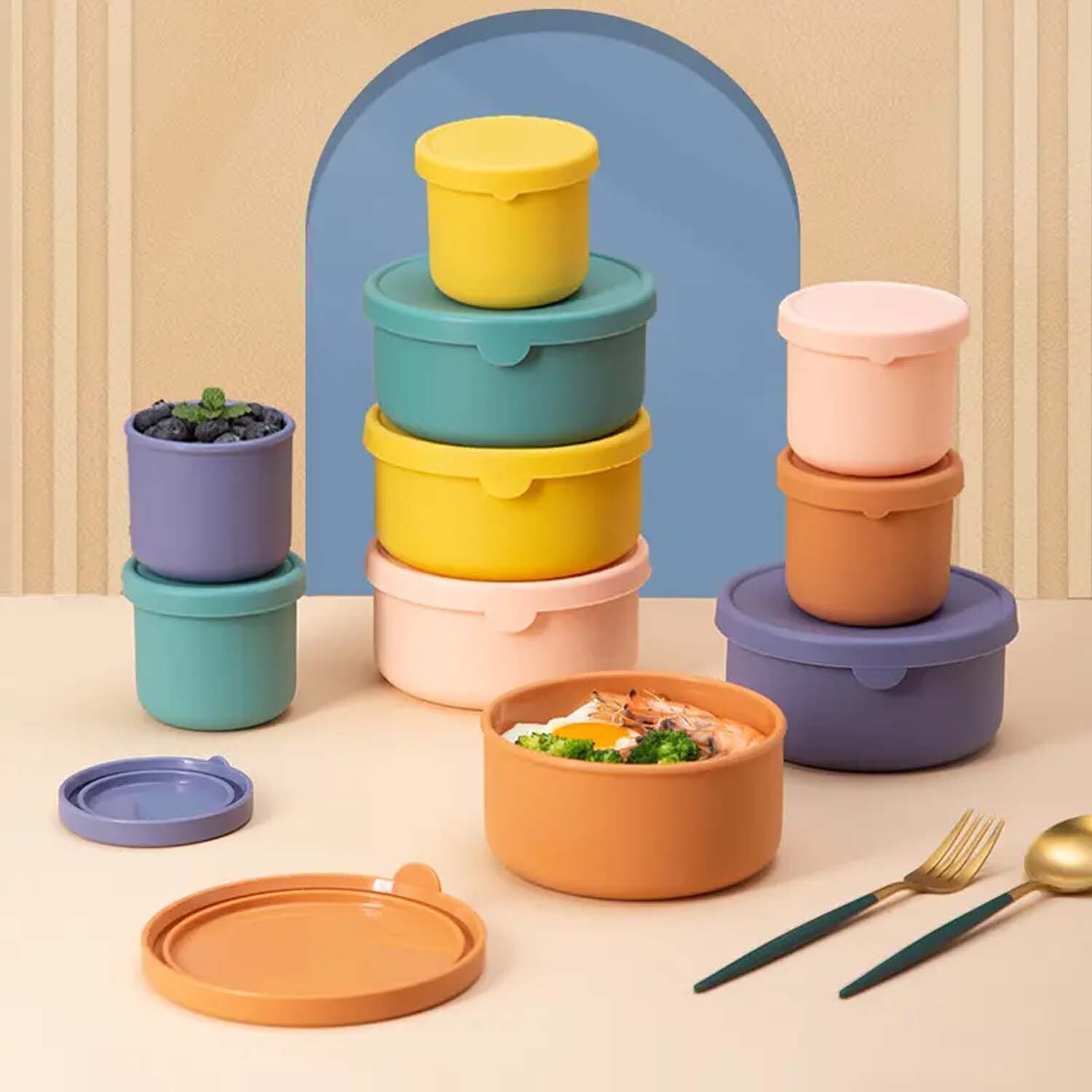 Contenedor Recipiente de Alimentos 250Ml c/ Tapa en Silicona - Amarillo ...