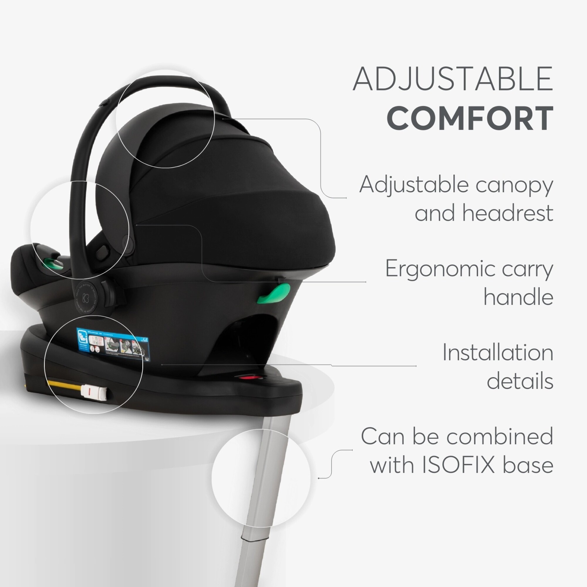 Baby silla con base ISOFIX & leg KIKKABOO i-prime — MVD Kids