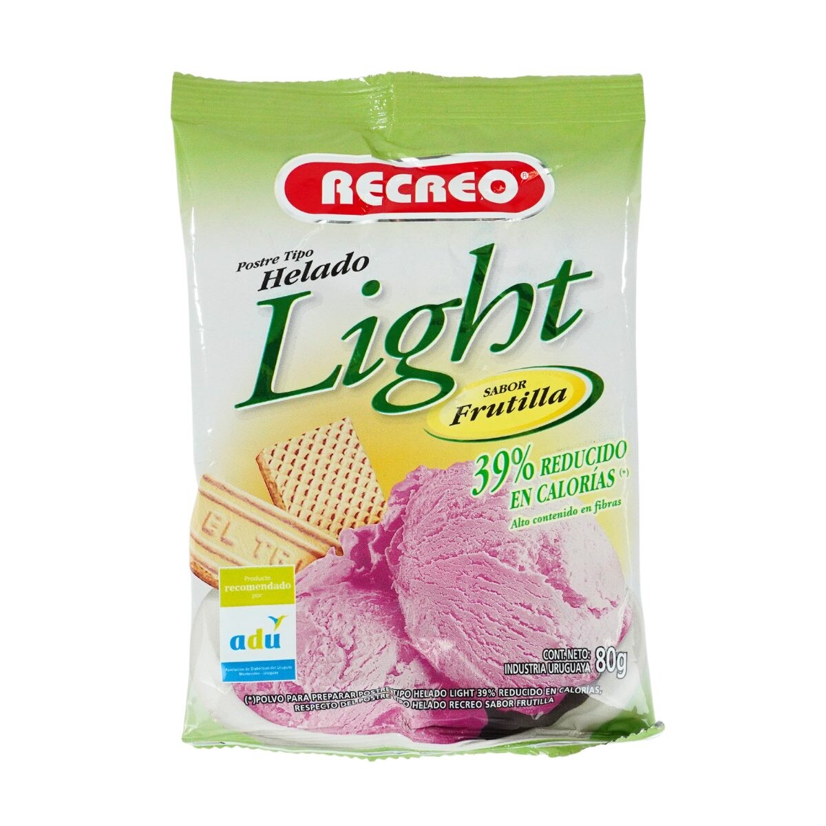 Helado en polvo light Recreo sabor frutilla 80g — El Clon