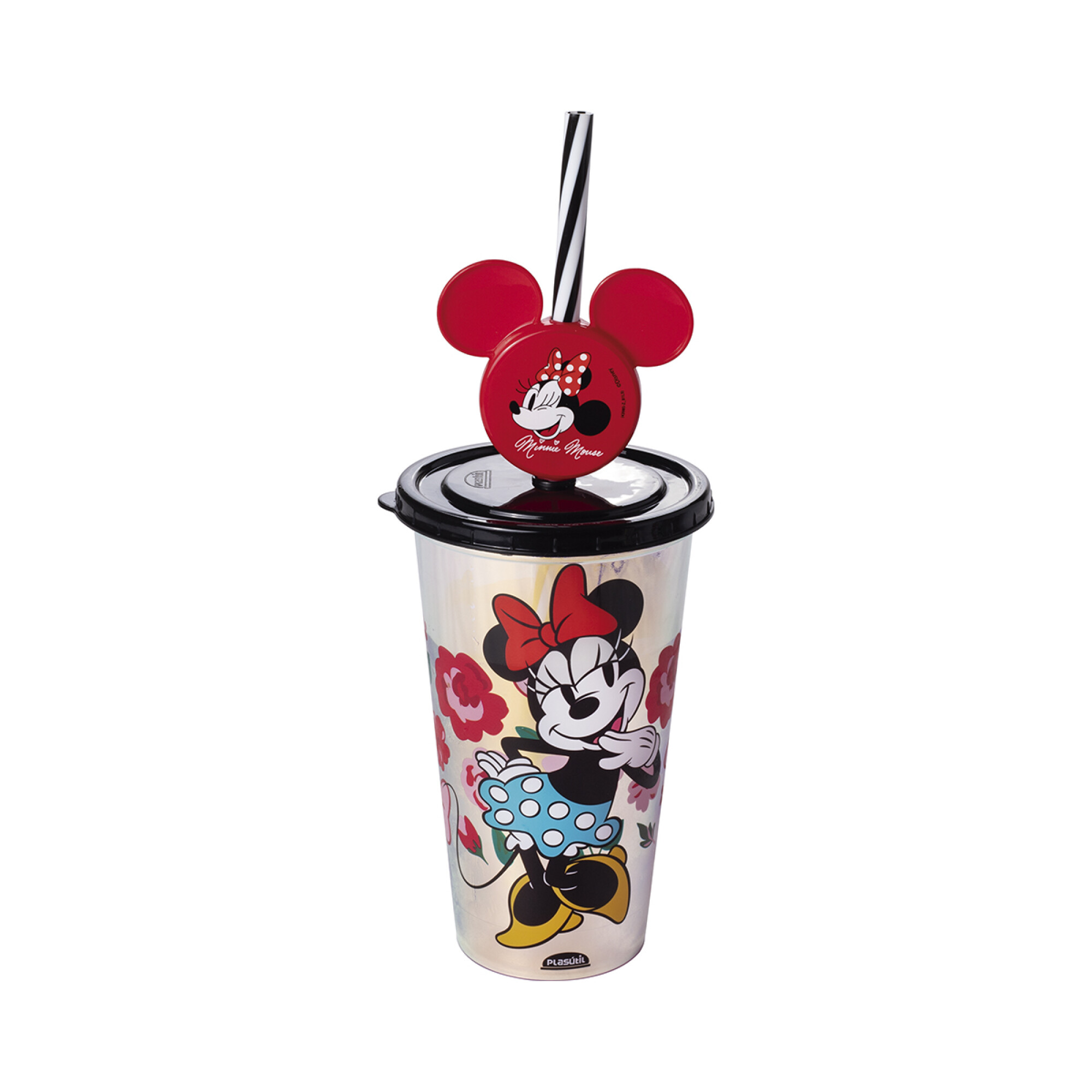 Vaso Plástico Milk Shake con Pin y Pajita Minnie 500 ml - ROJO — Cartoons