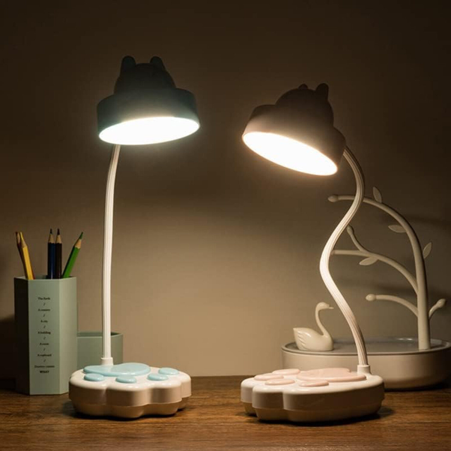 Lámpara veladora de escritorio gatito - Celeste — Mis Petates