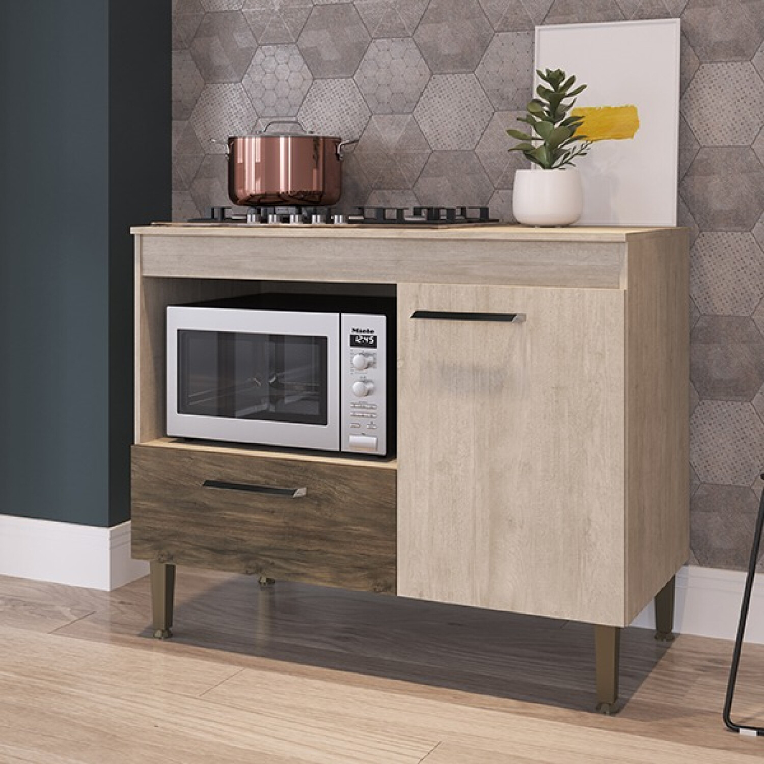 Mueble De Cocina Para Anafe Y Microondas Premium - Ltc Color Carvalho ...