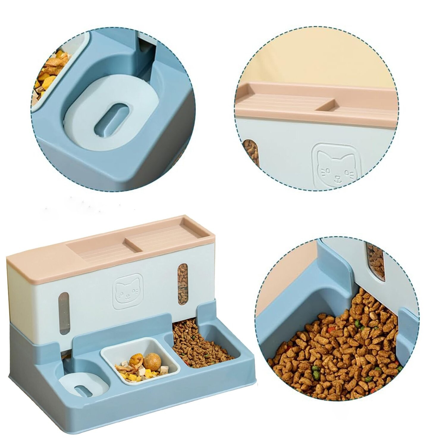 Plato Triple Dispensador Automatico Comida Agua Mascota - Color ...