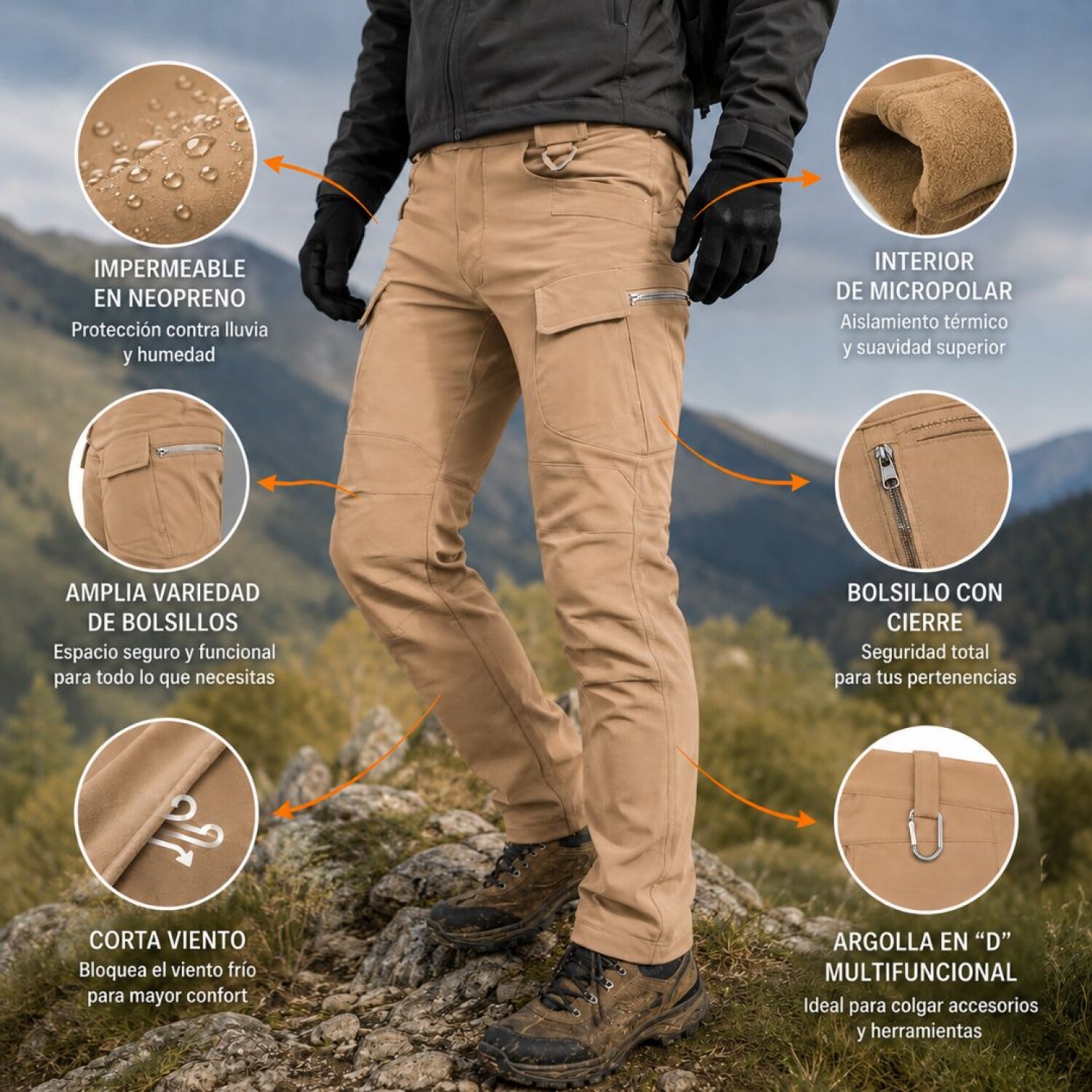 Pantalón SWAT reforzado Térmico neopreno micropolar Repelente al Agua ...