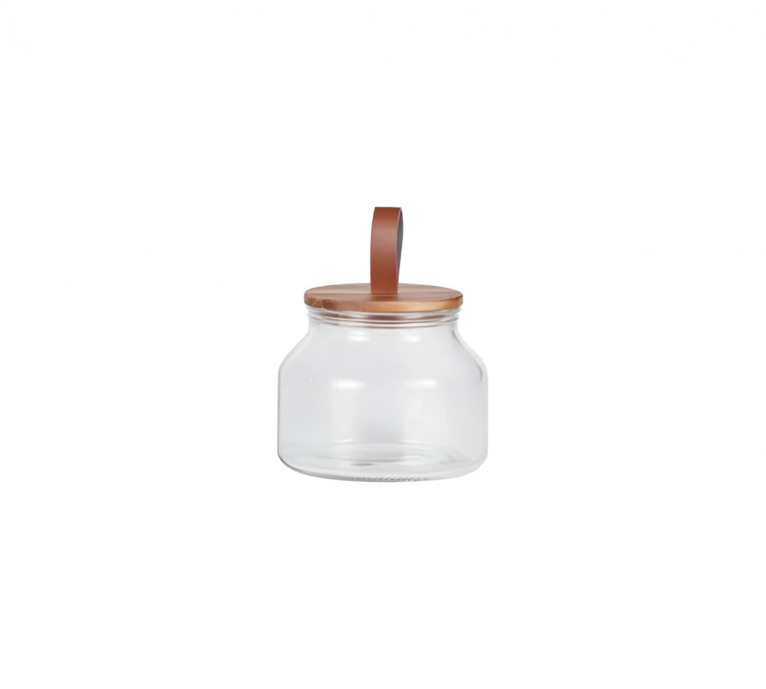 Recipiente - Vidrio - 1.6 Lts - Tapa Madera/Cuero — Rustico Hogar