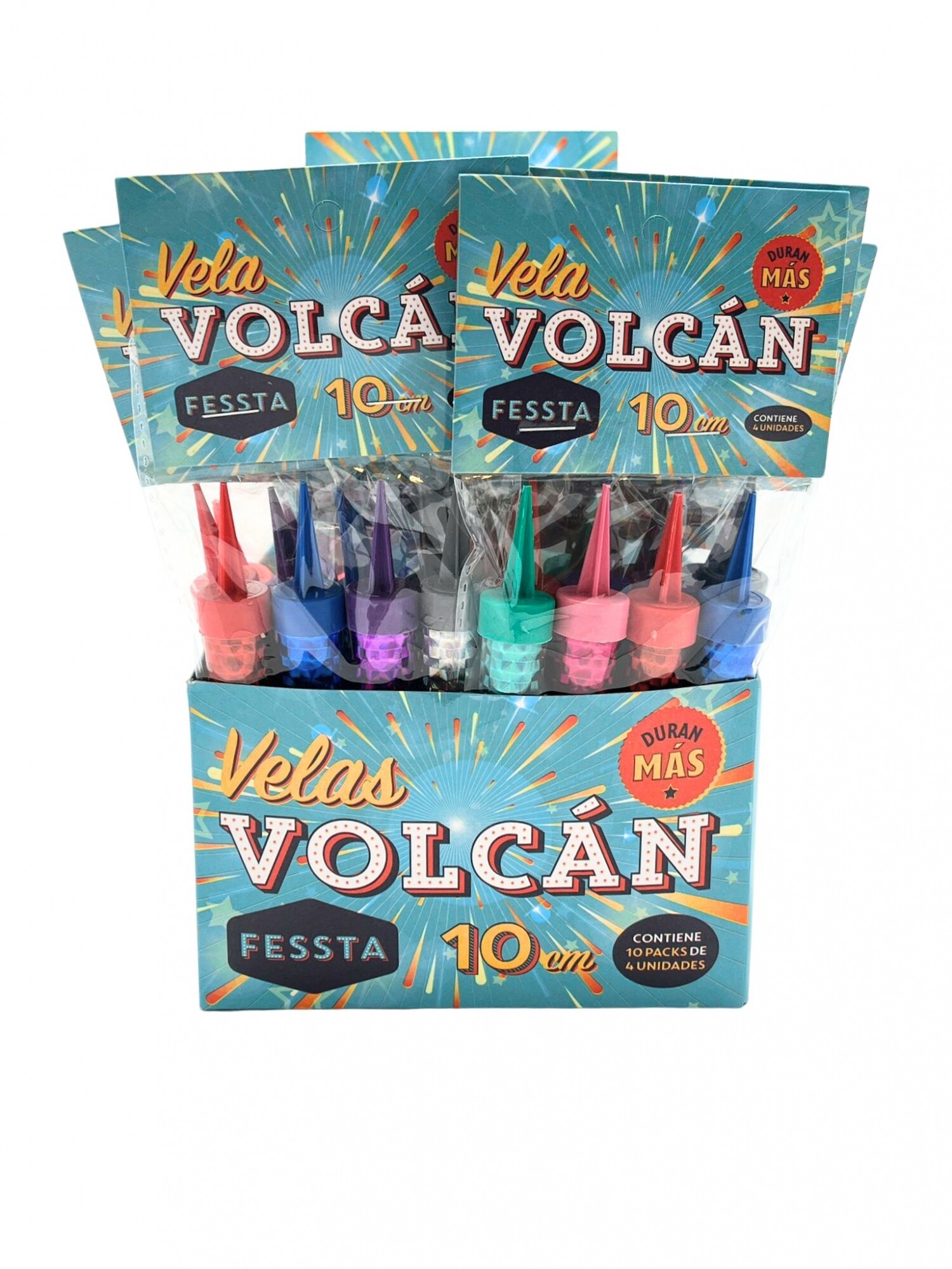 Vela Volcan x4 Unidades Colores Surtidos — Casa Fessta