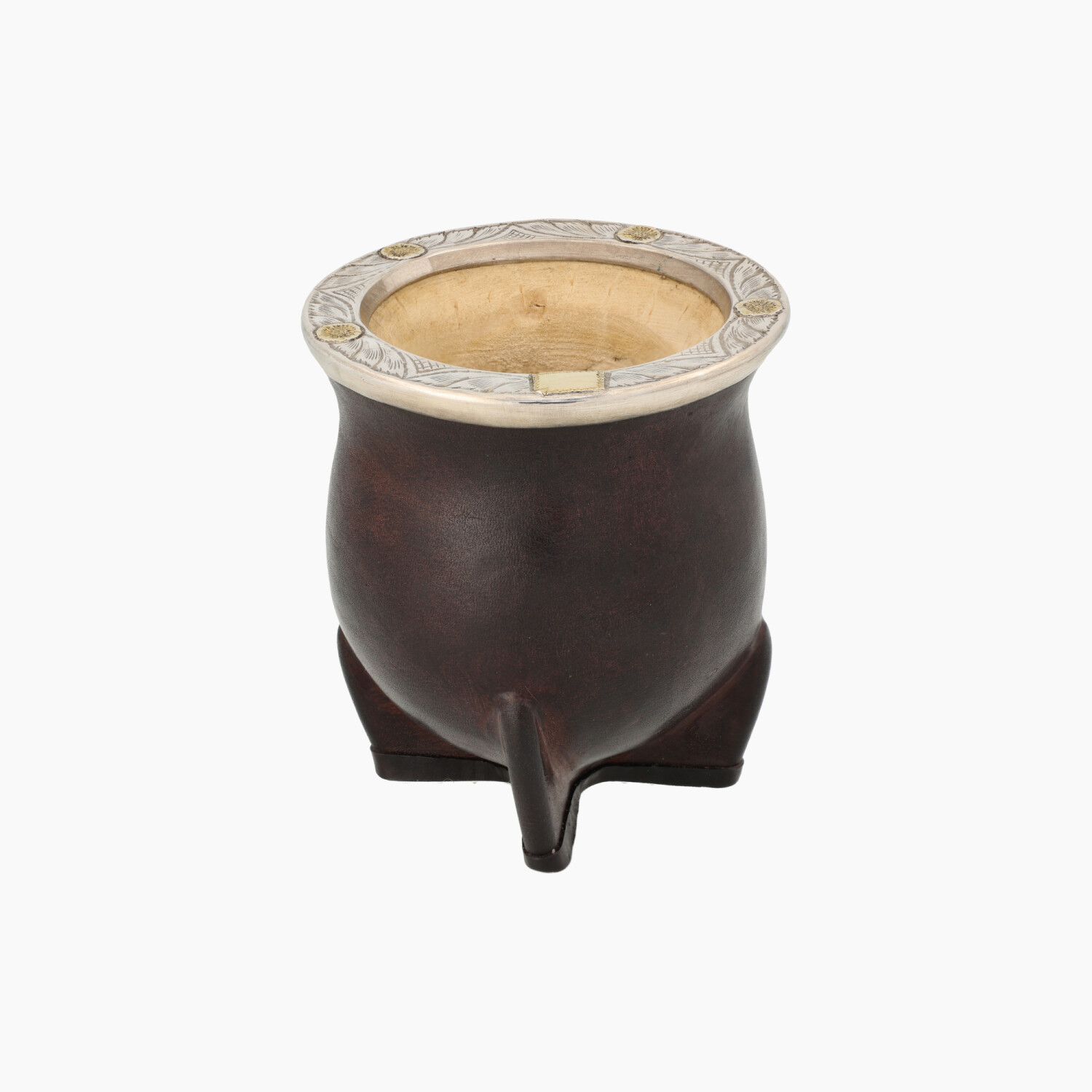 Mate En Plata Y Oro Con Pie Y Vuelo — Riviera Joyas