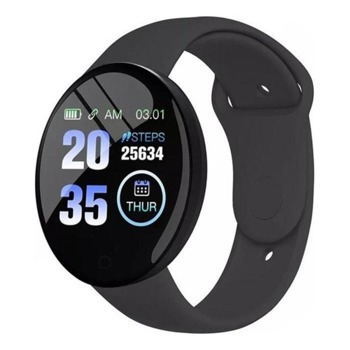 Reloj Smartwatch circular con malla en silicona - Negro — Electroventas