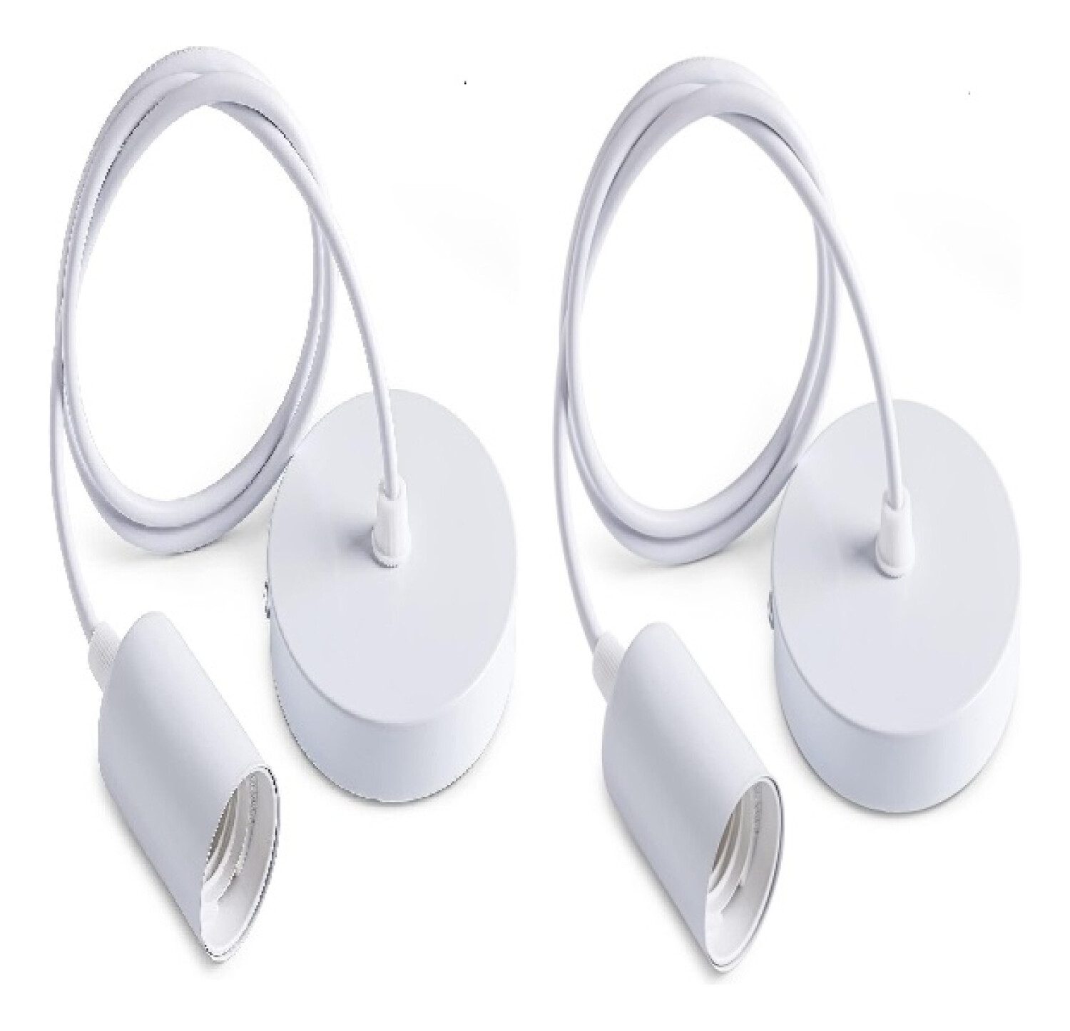 Pack X 2 Lampara Colgante Portalamparas Metal Vintage - Blanco — Mundo Shop
