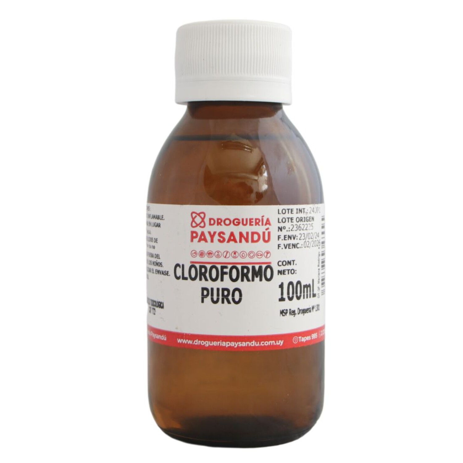 Cloroformo puro x 100cc — Droguería Paysandú