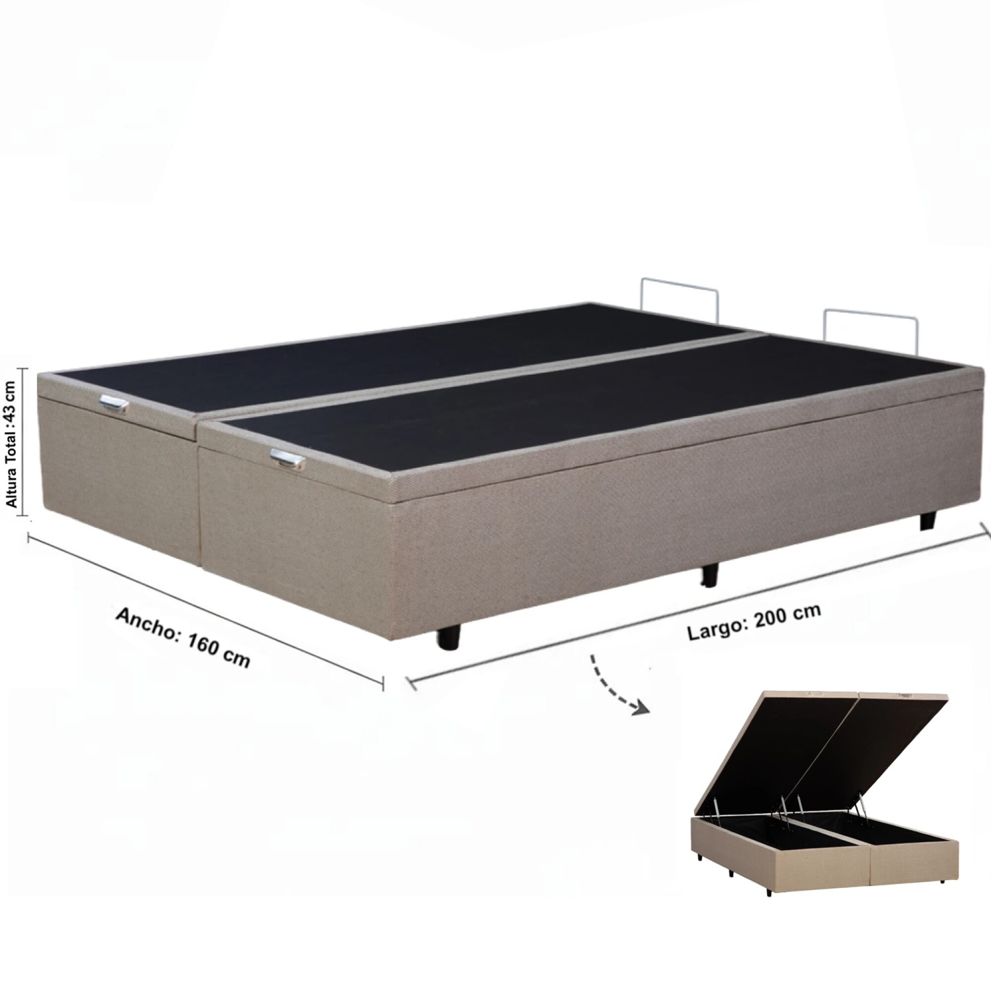BOX BAÙL QUEEN SIZE BASE DE SOMMIER GUARDARROPA CAMA IMPORTADO - BEIGE ...