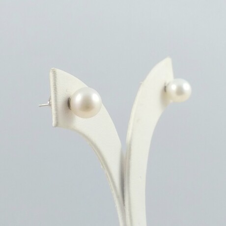 Caravanas de Plata 925 Perla 8 con Perno y tuerca de Rosca - Blanca ...