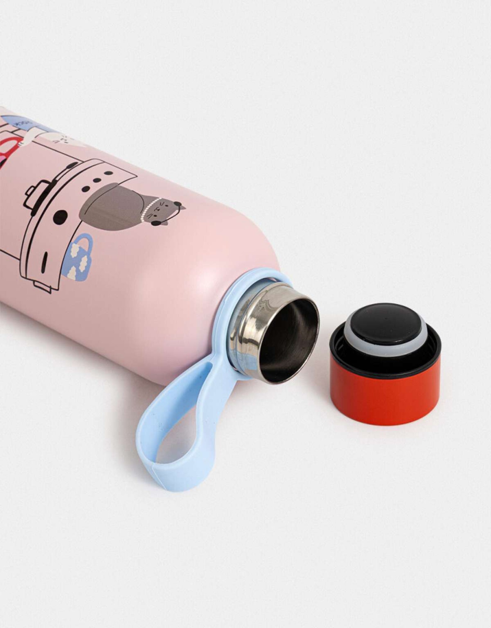 Botella De Acero De 500ml Con Strap De Silicona - Rosa Claro — Tienda ...