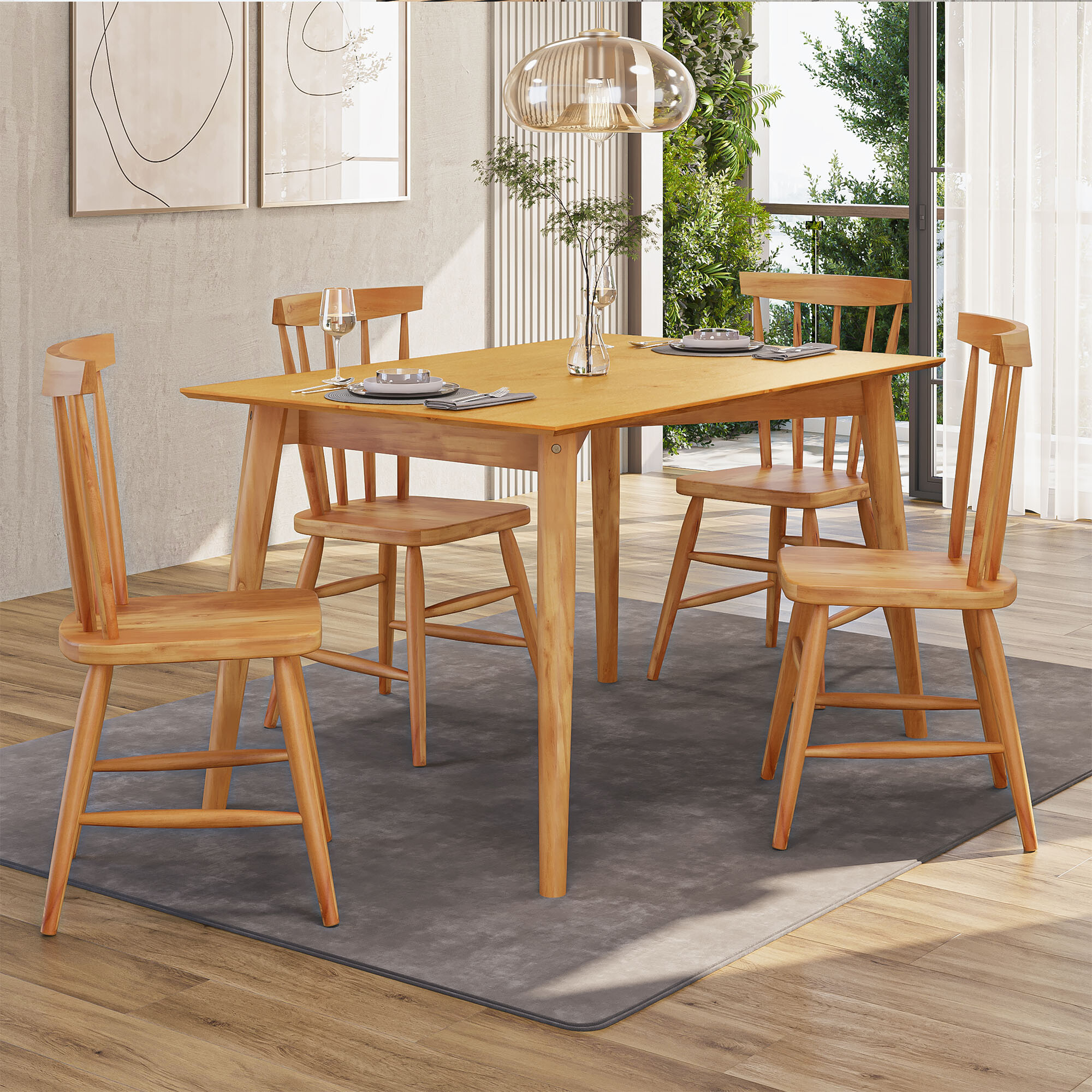 Juego de Comedor 4 Sillas - Udine - Natural — Rustico Hogar