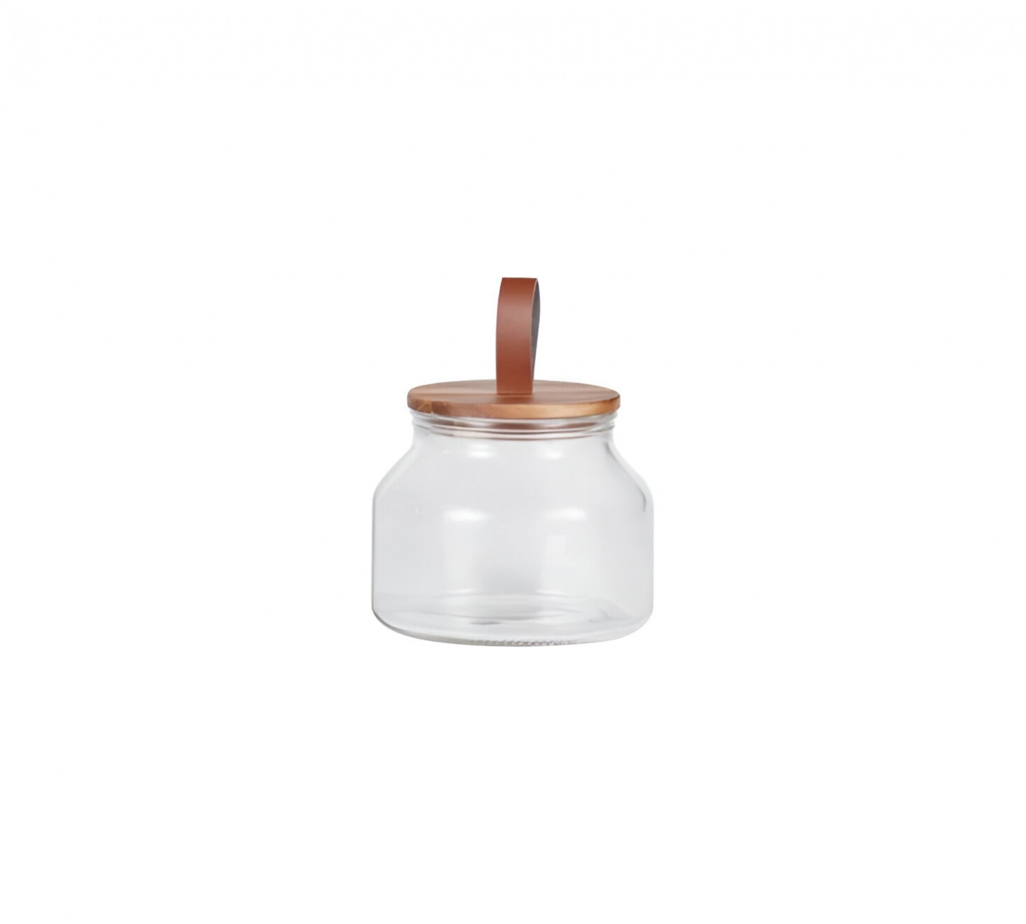 Recipiente - Vidrio - 1.6 Lts - Tapa Madera/Cuero — Rustico Hogar
