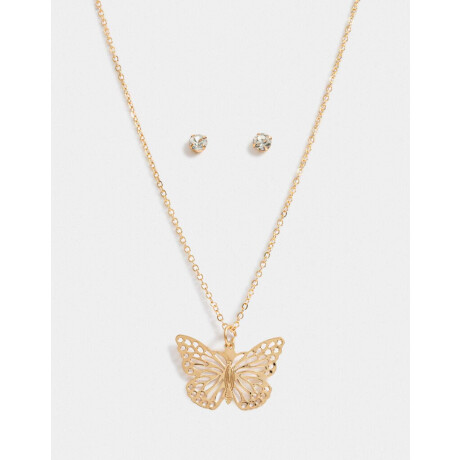 Set De Aros Y Cadena Con Mariposa - Dorado — Tienda Soy Santander