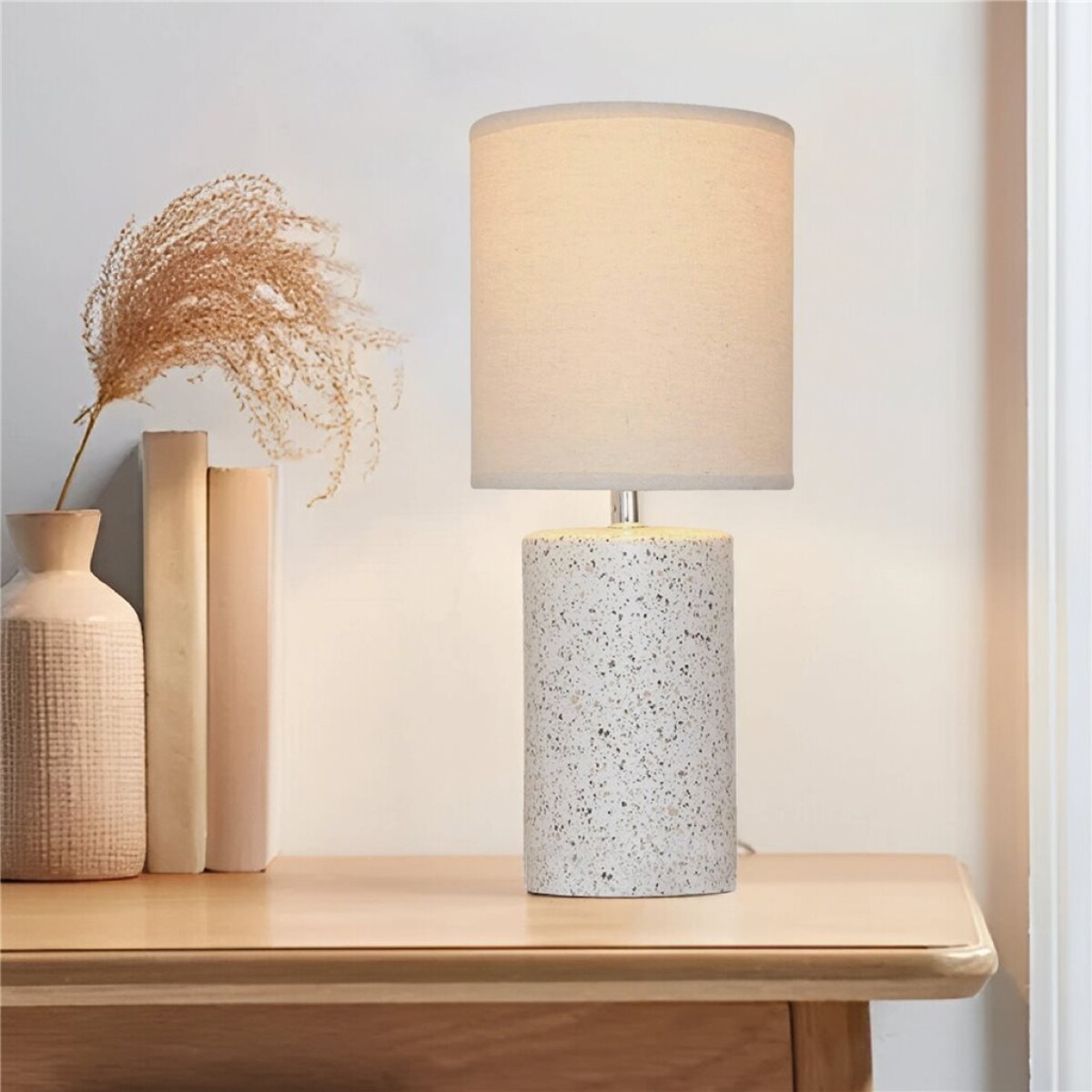 LAMPARA MESA CERAMICA D18x43CM BLANCO PUNTOS NEGRO — Deco Hogar