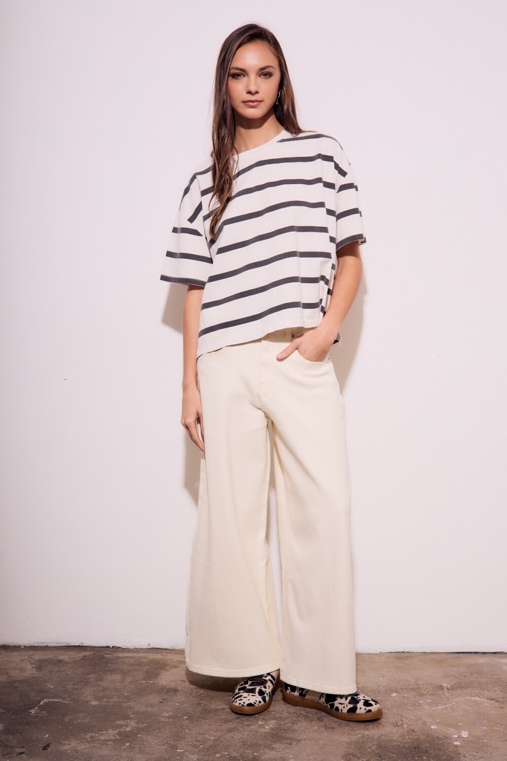 Remera Algodon Lavado Rayas - Negro — Lemon