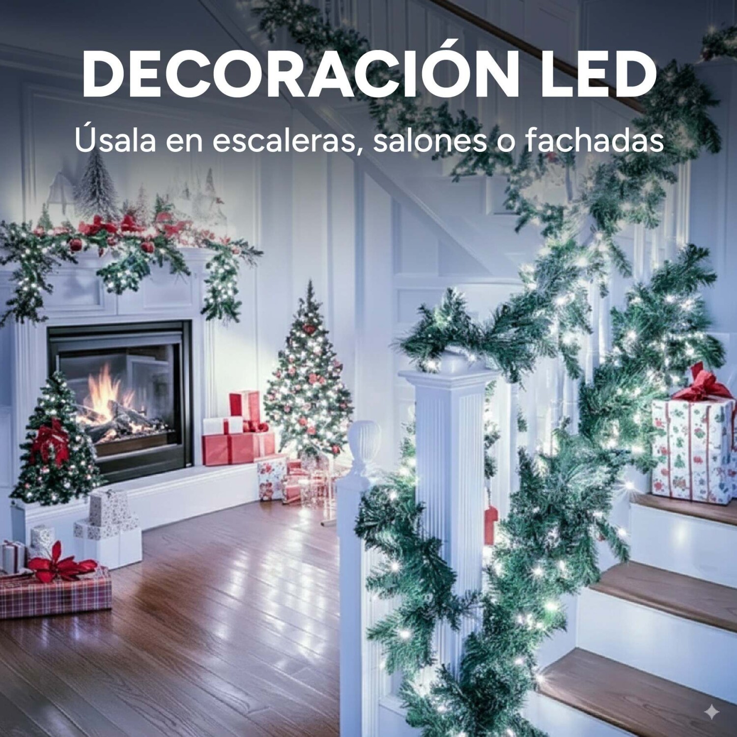 100 Luces Navidad Led 9 Metros Cable Cristal Guia Con Modos - Variante ...