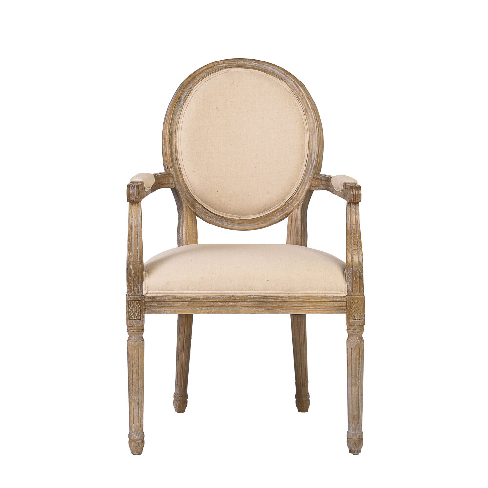 Butaca Madera-y-tela Natural-beige Estilo Luis Xv — Divino