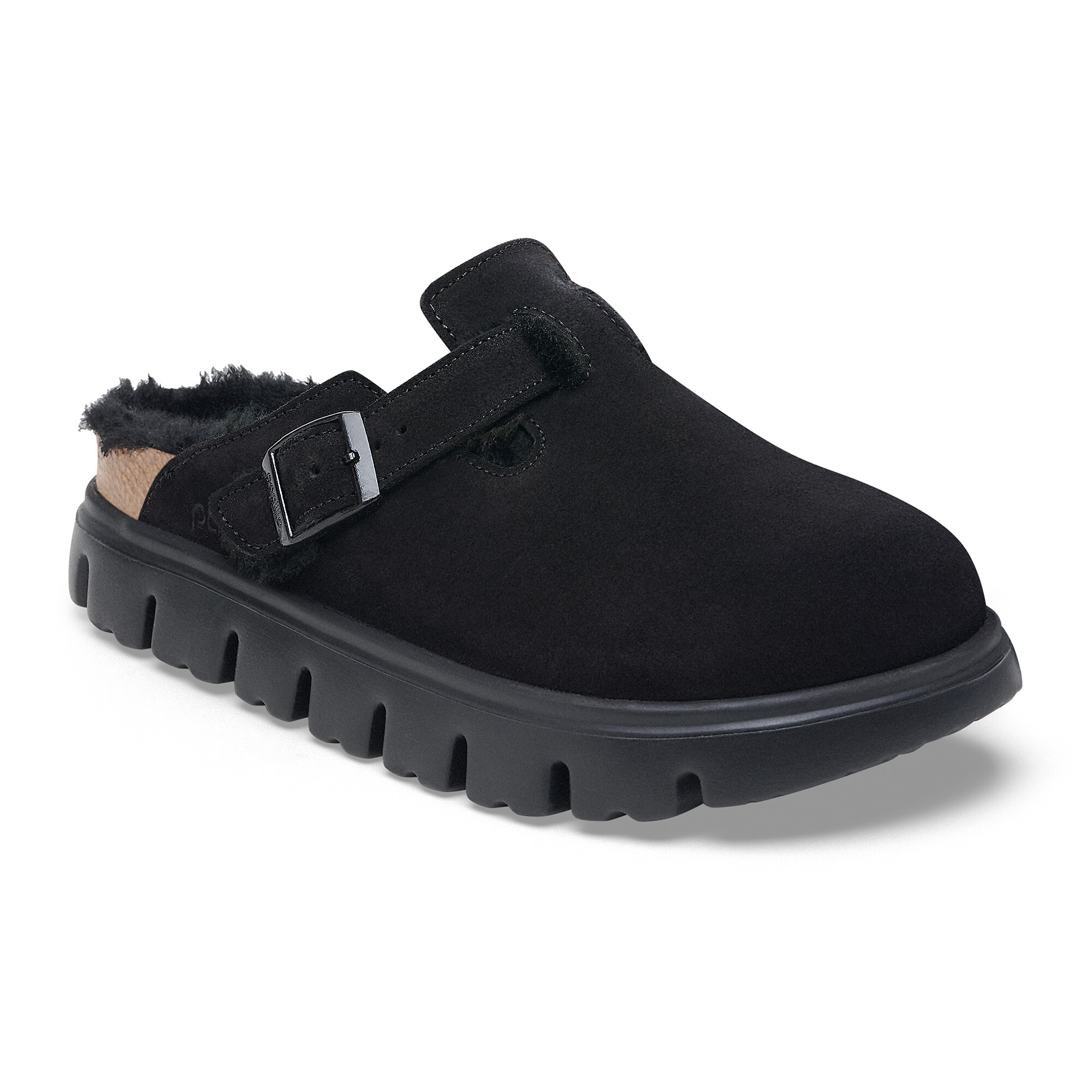 Zueco Boston Chunky Shearling LEVE - Estrecho - Black — Birkenstock