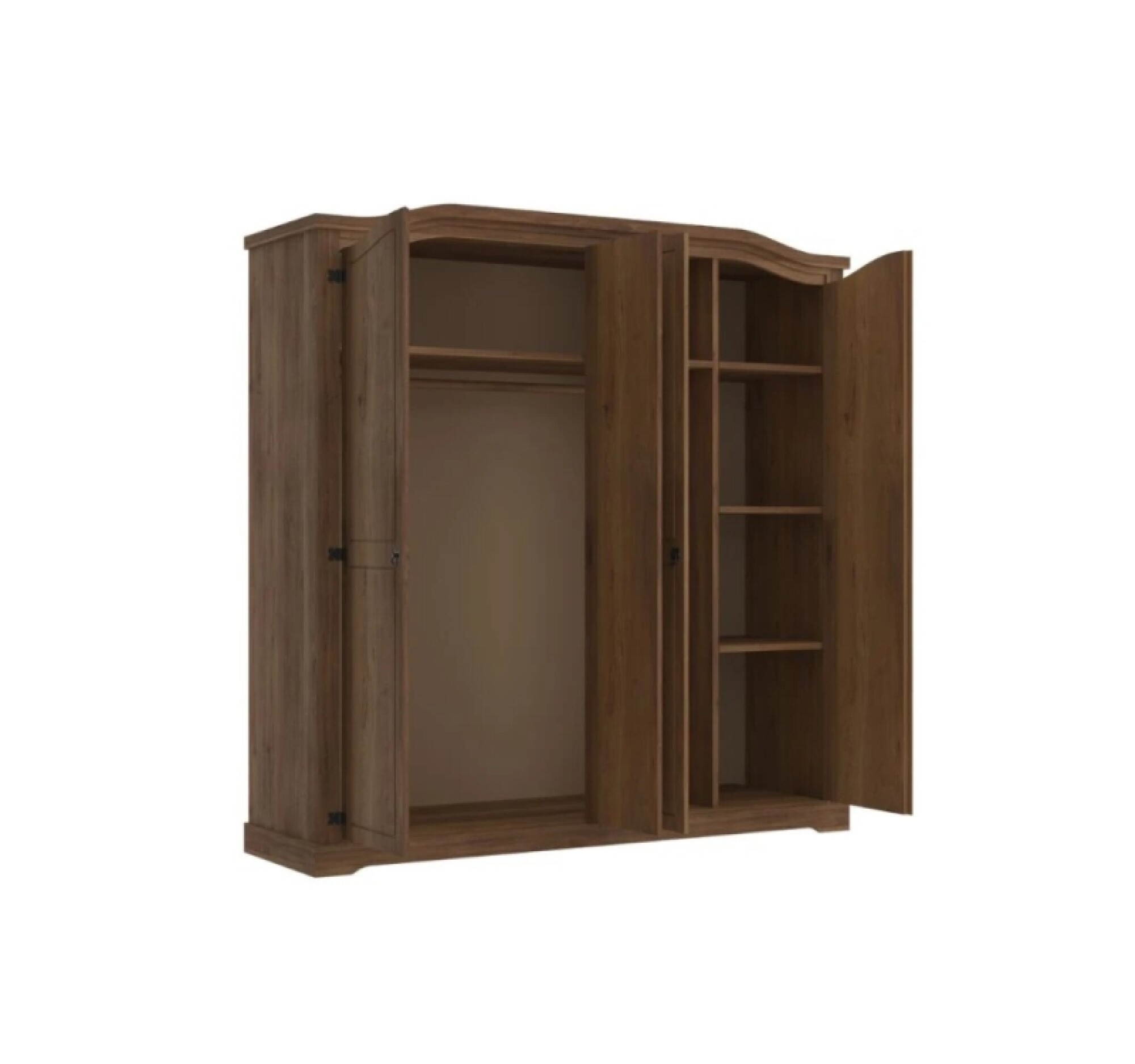 Ropero Mexicano 4 Puertas Curvo Nogal 100% Madera — Albanes