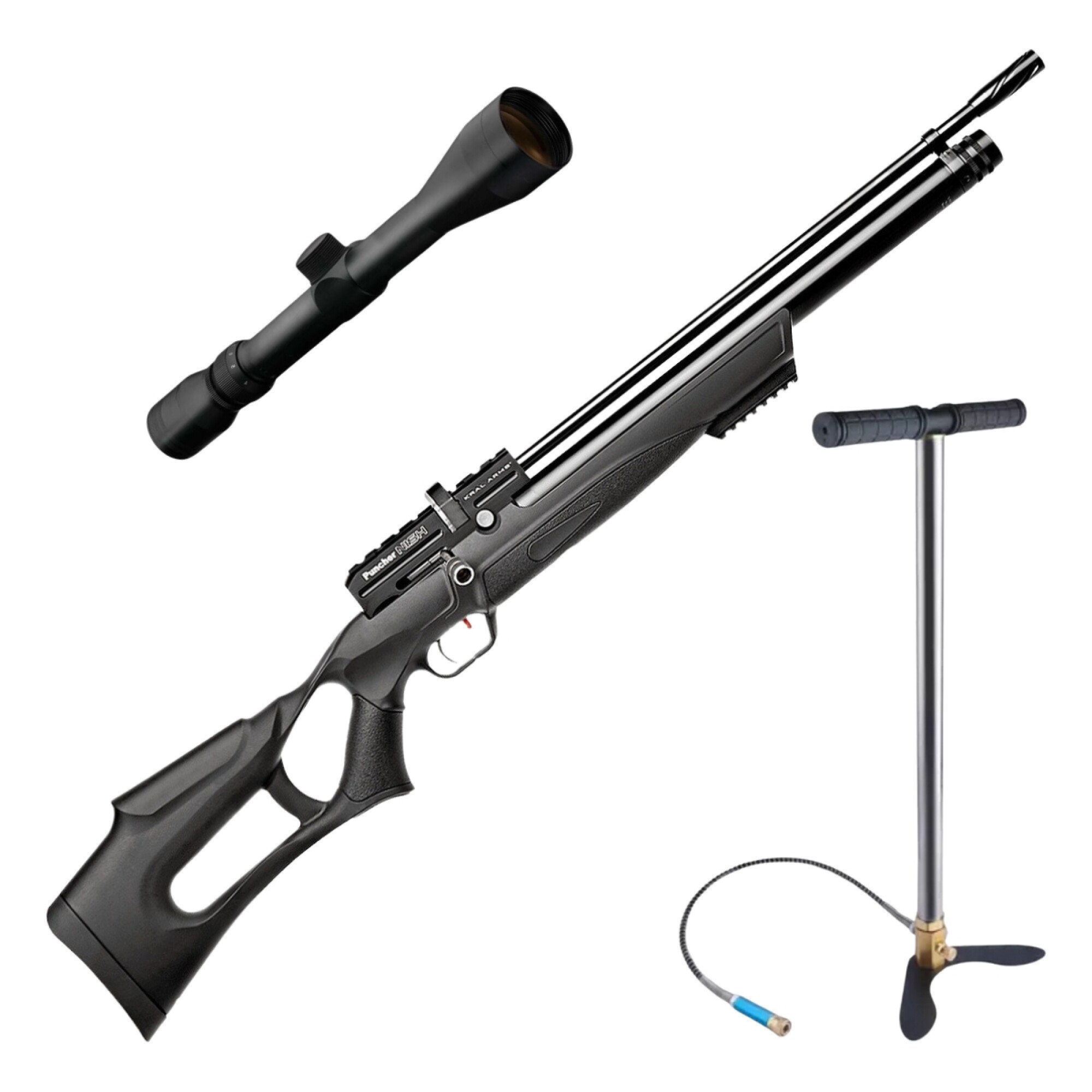 Chumbera PCP Puncher Nish S cal. 5,5mm + mira 3-9x40 + inflador de mano ...