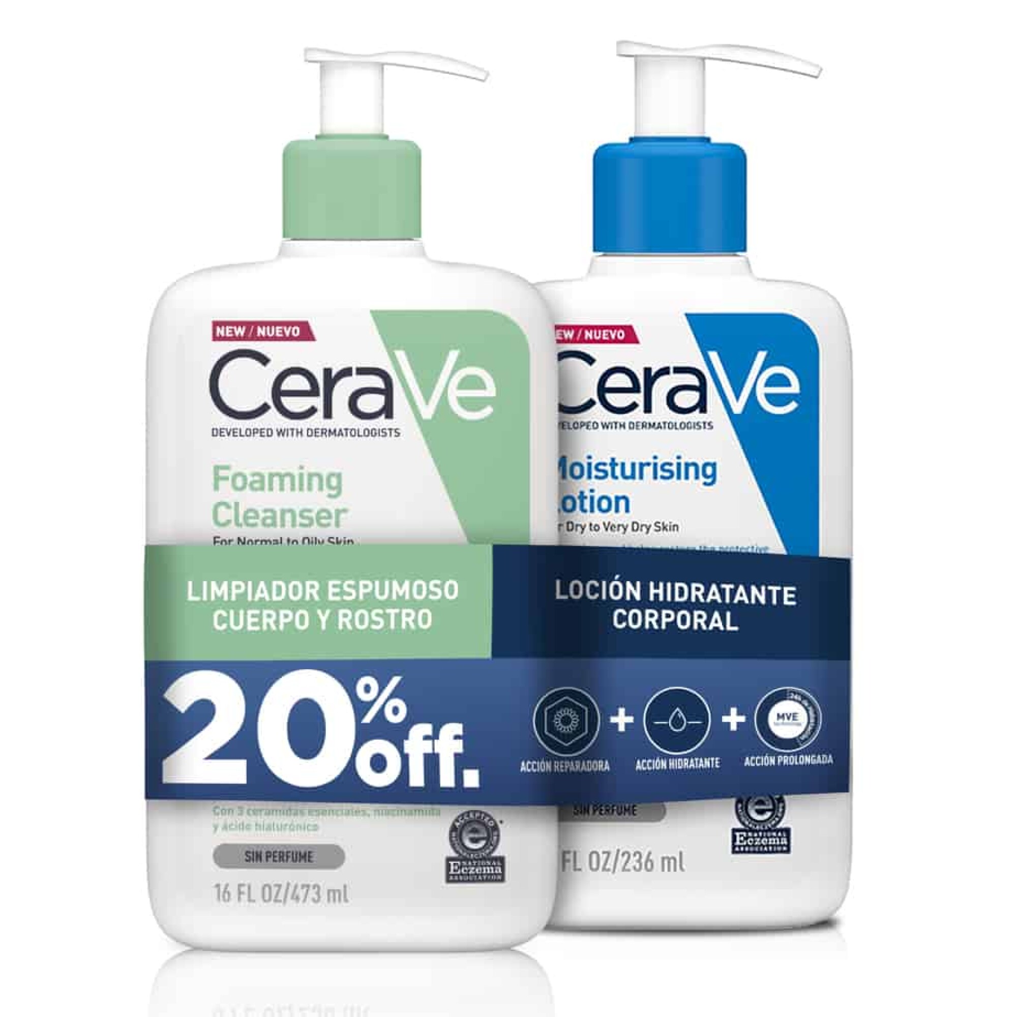 Cerave Pack Crema Limpiadora 236 ml. + Hidratante 236 ml. — San Roque