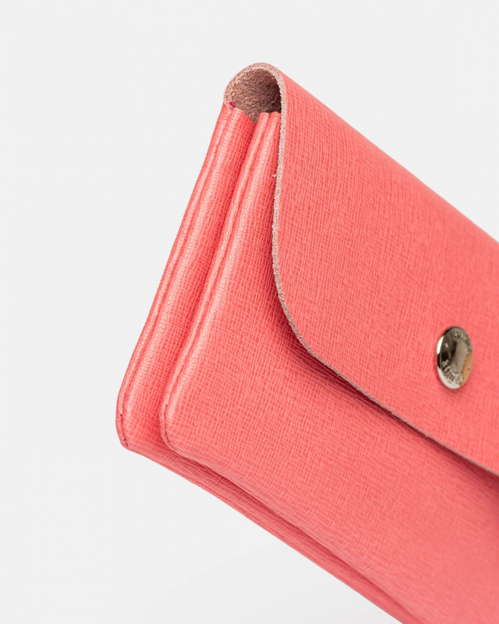 Tarjetero Santina en cuero grabado saffiano - Salmon — Prüne