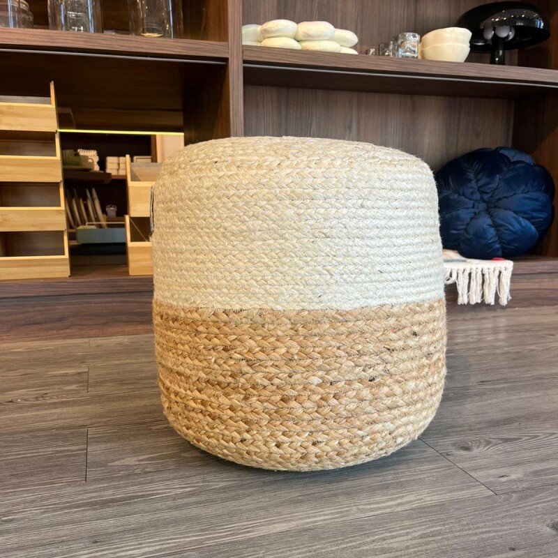 Puff almohadón de piso de yute Bicolor 40cm - Natural — Buho Store