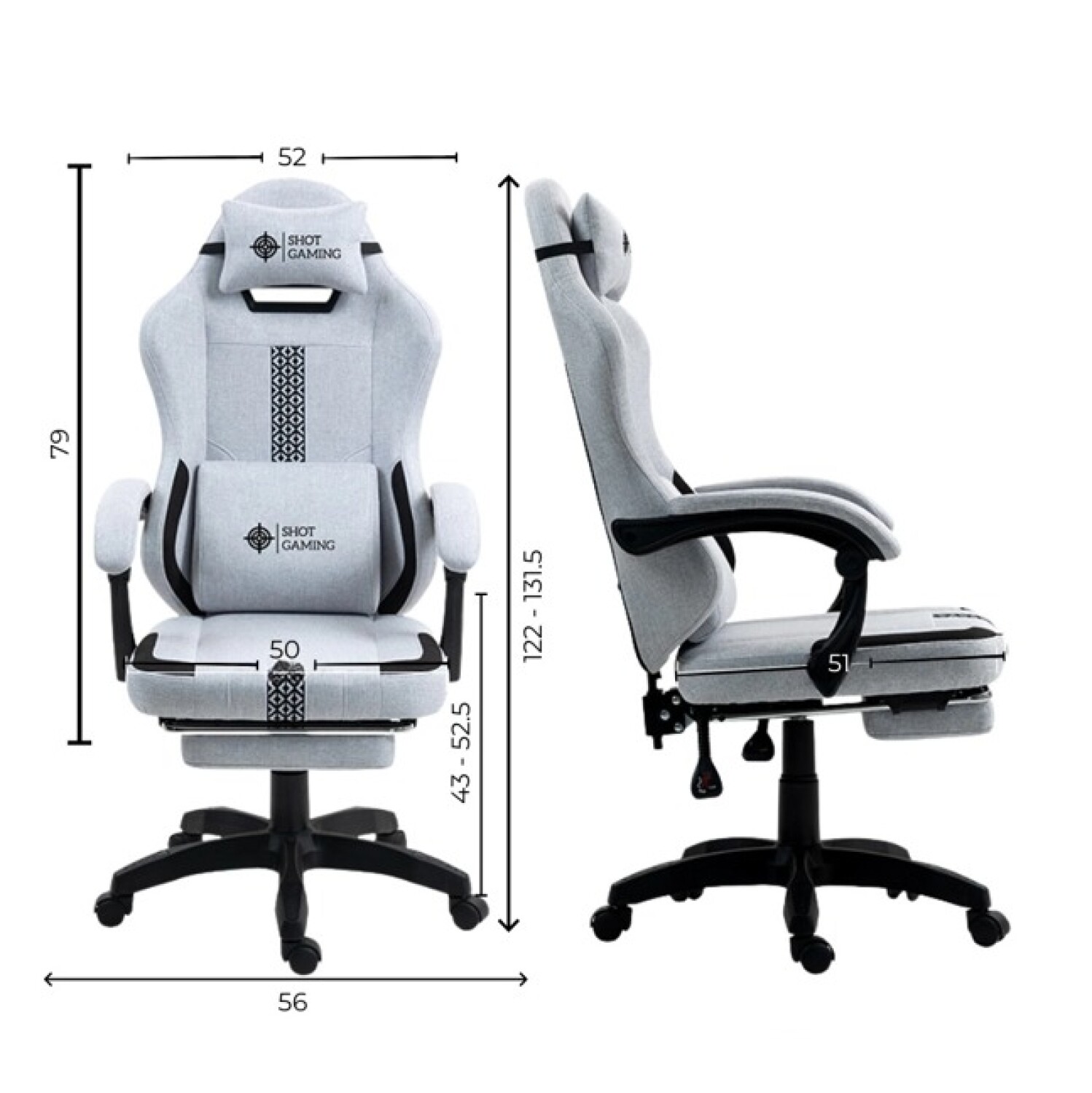 SILLA GAMER SHOT-VIPER COLOR GRIS Y NEGRO — Universo Binario